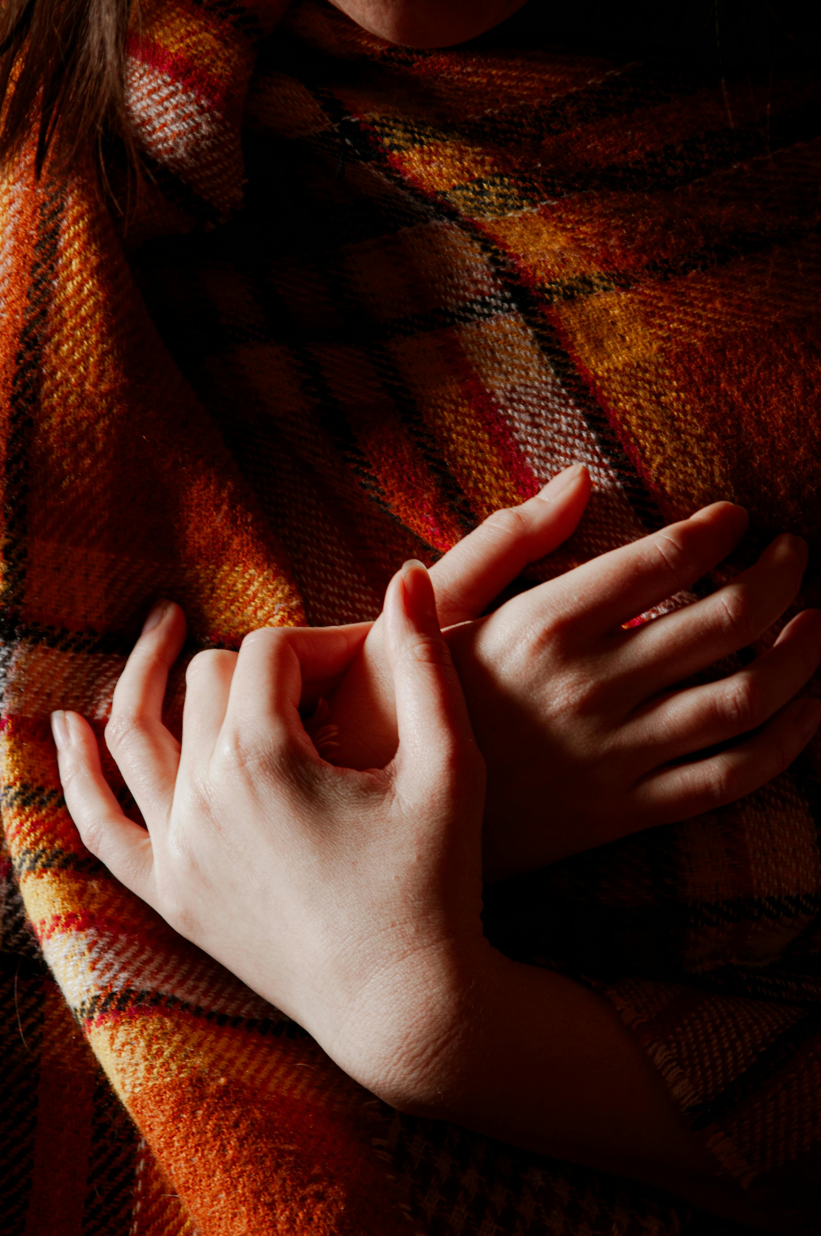 Close up of Woman Hands on Scarf · Free Stock Photo