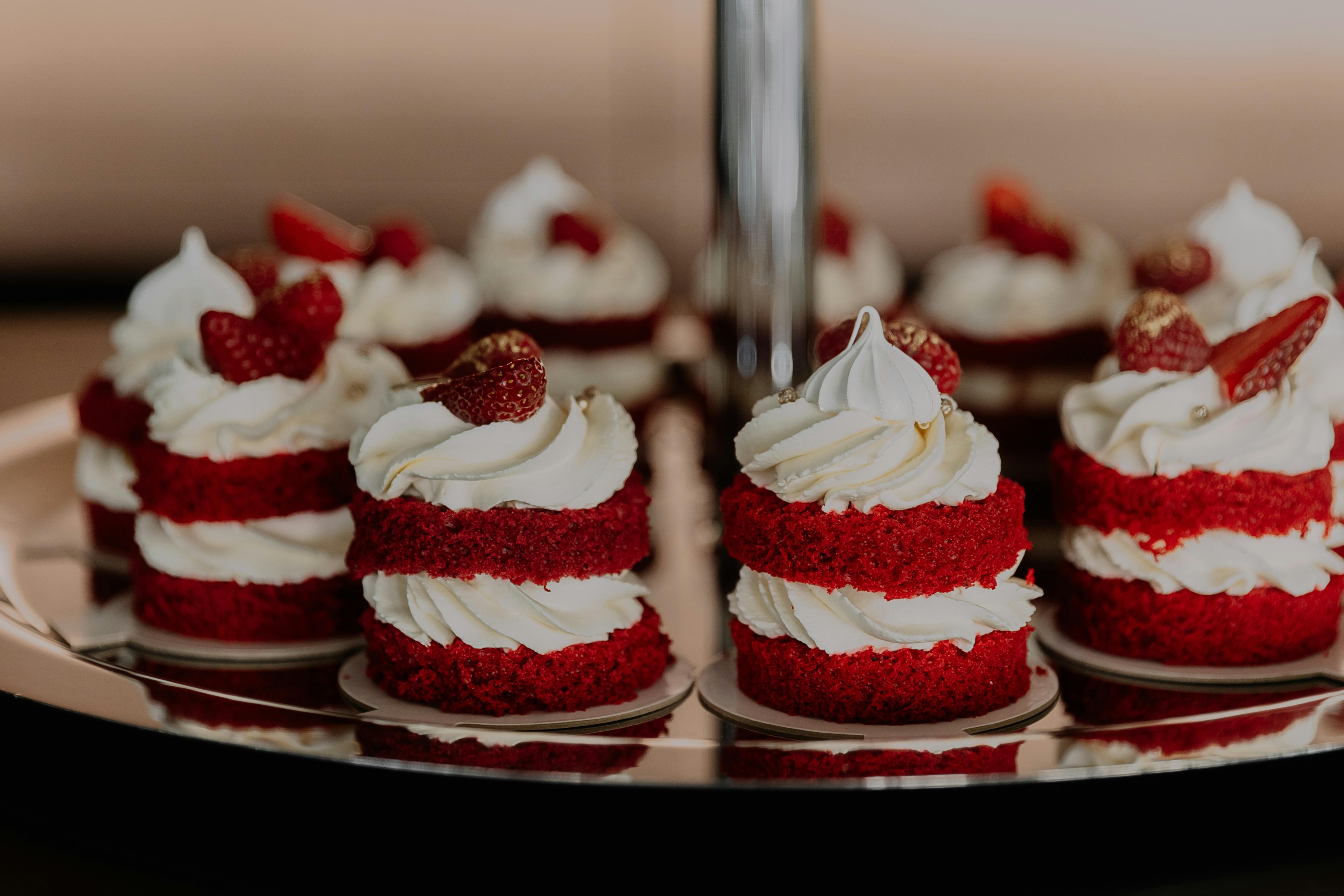 Strawberry Cakes on Tray · Free Stock Photo