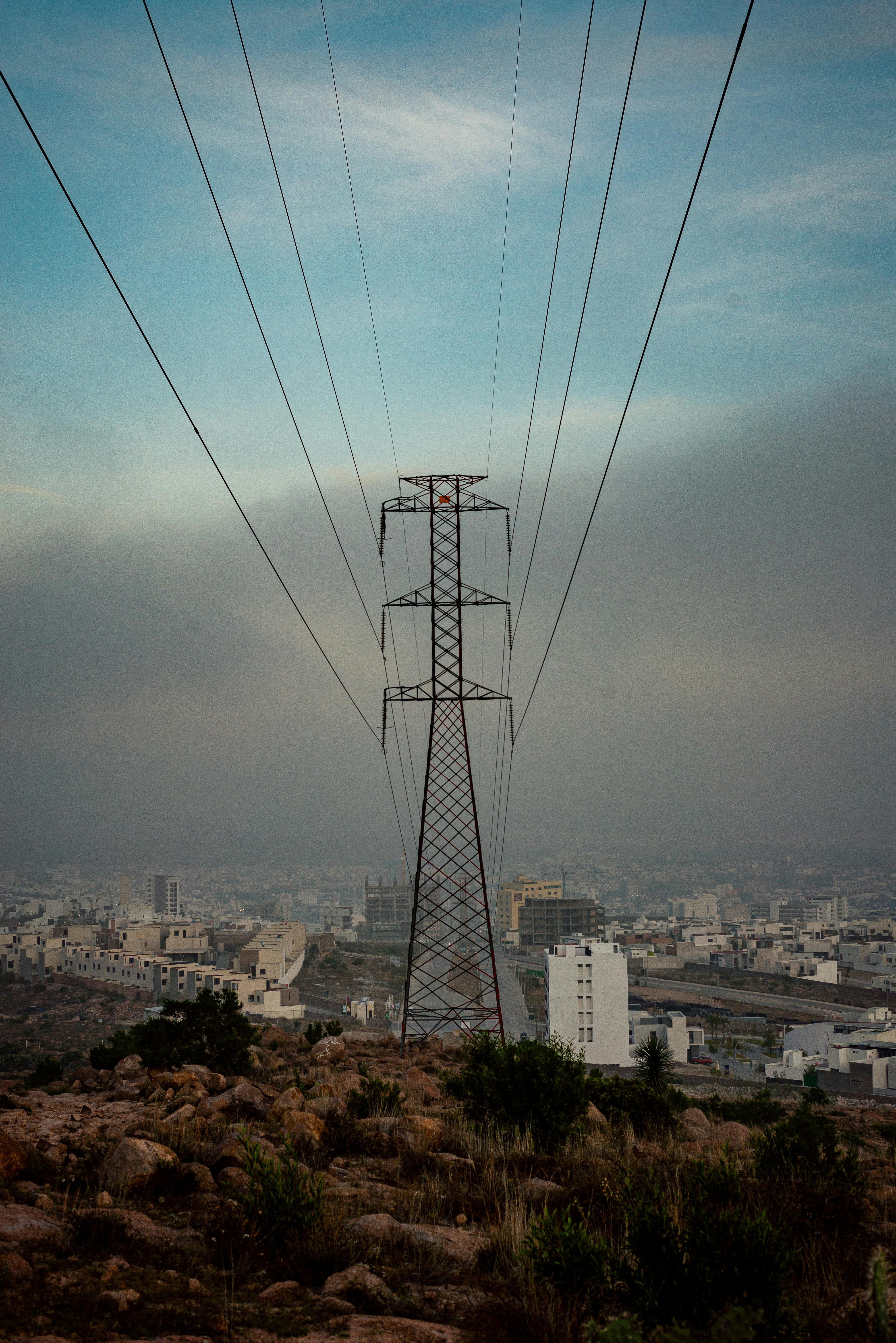 Electric Lines Over Cloudy Sky · Free Stock Photo