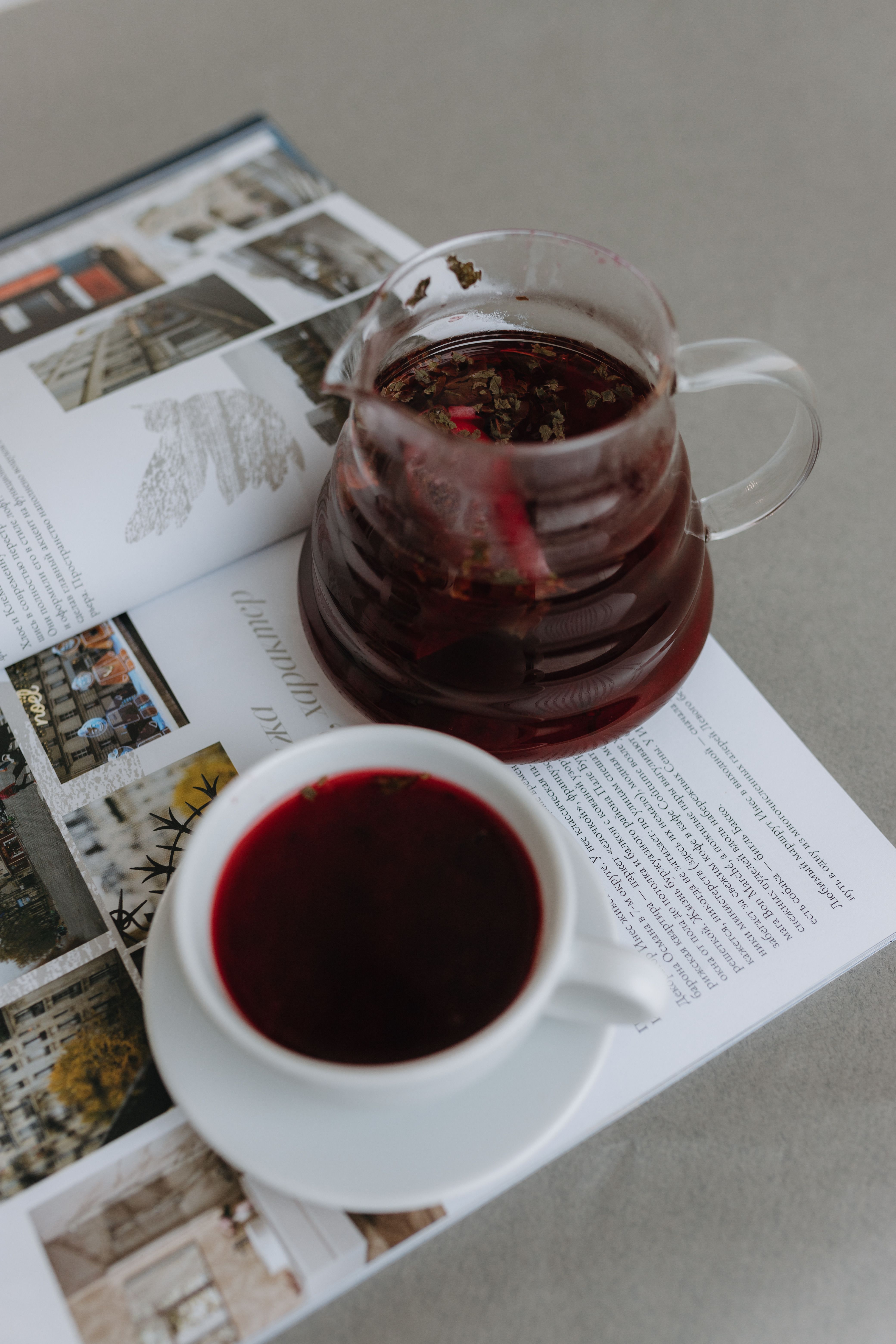 Pitcher and Cup of Red Tea · Free Stock Photo