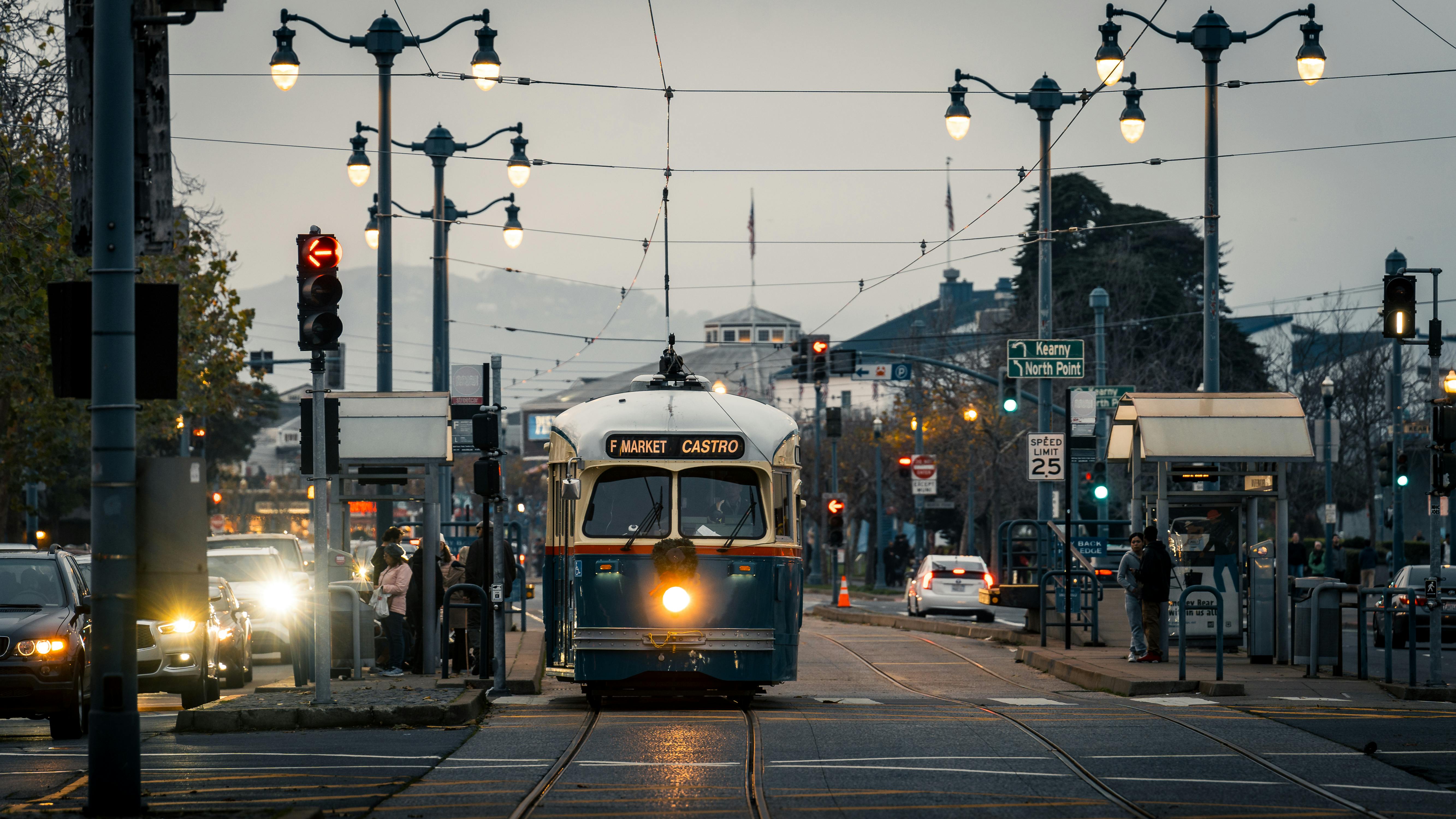 Old-fashioned Tram at Dusk · Free Stock Photo