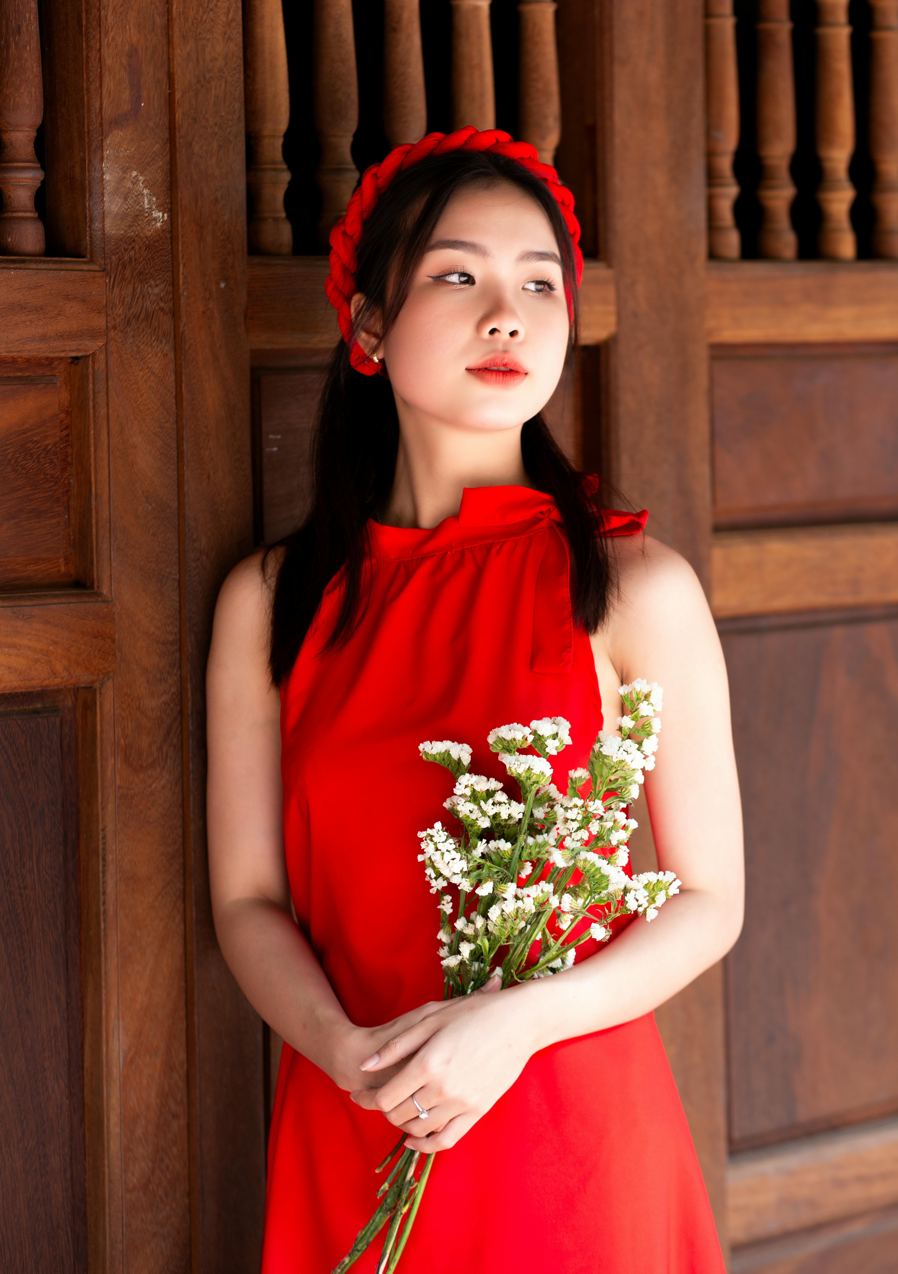 Portrait of Woman in Red Dress · Free Stock Photo