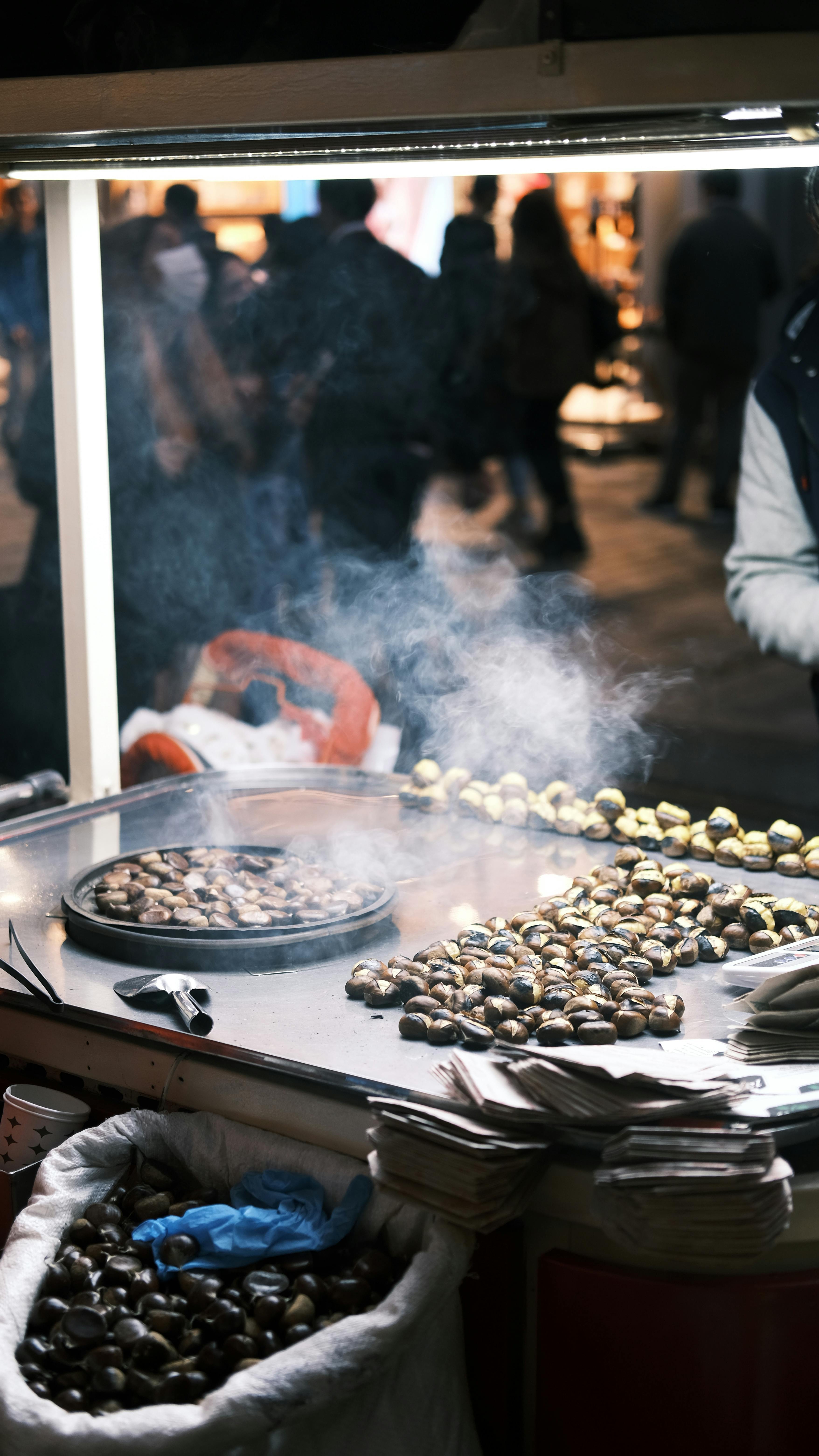 Food Stand with Roasted Chestnuts · Free Stock Photo