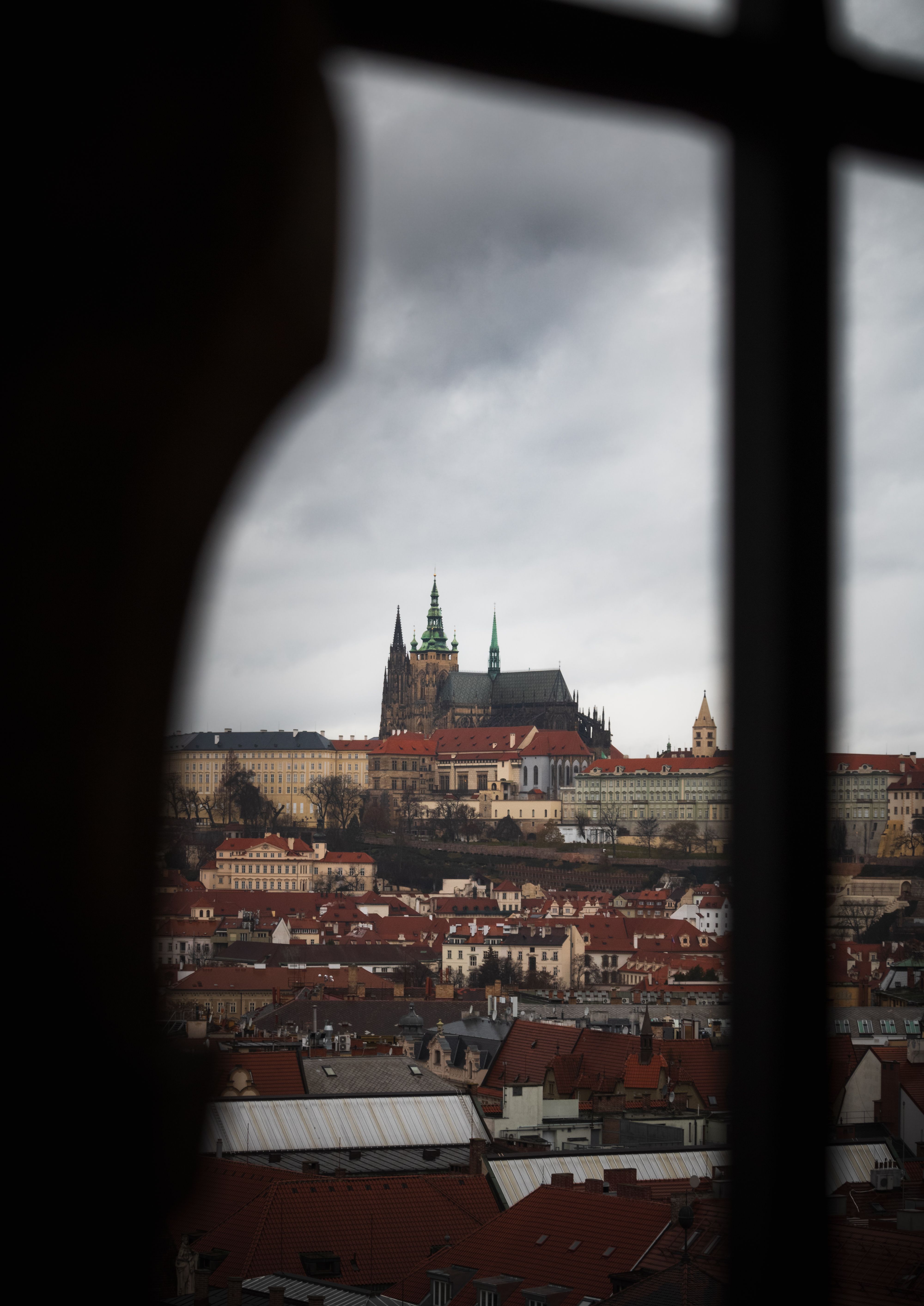 Prague castle from the window of a hotel room · Free Stock Photo