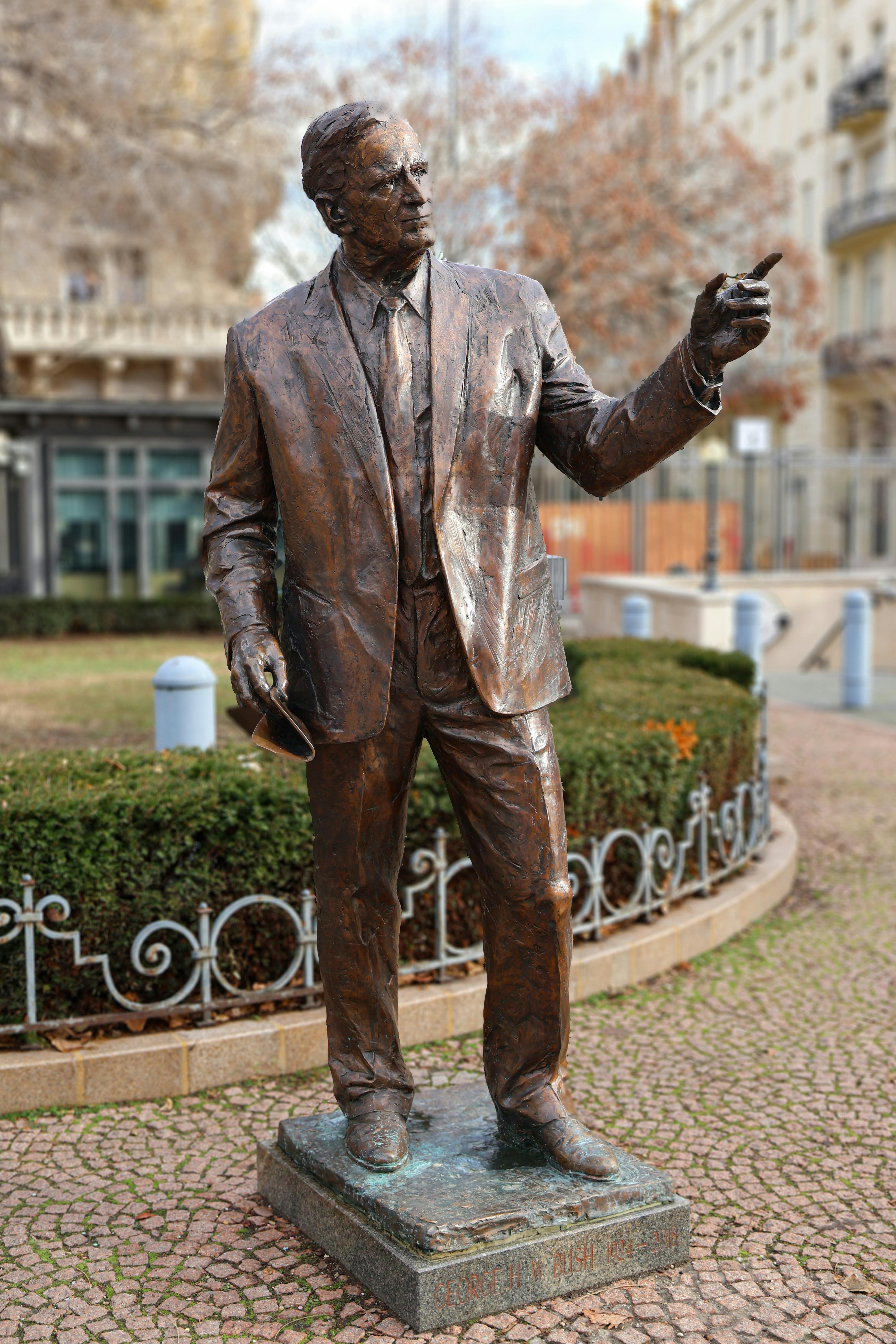 Bronze Statue of George H.W. Bush in Budapest · Free Stock Photo