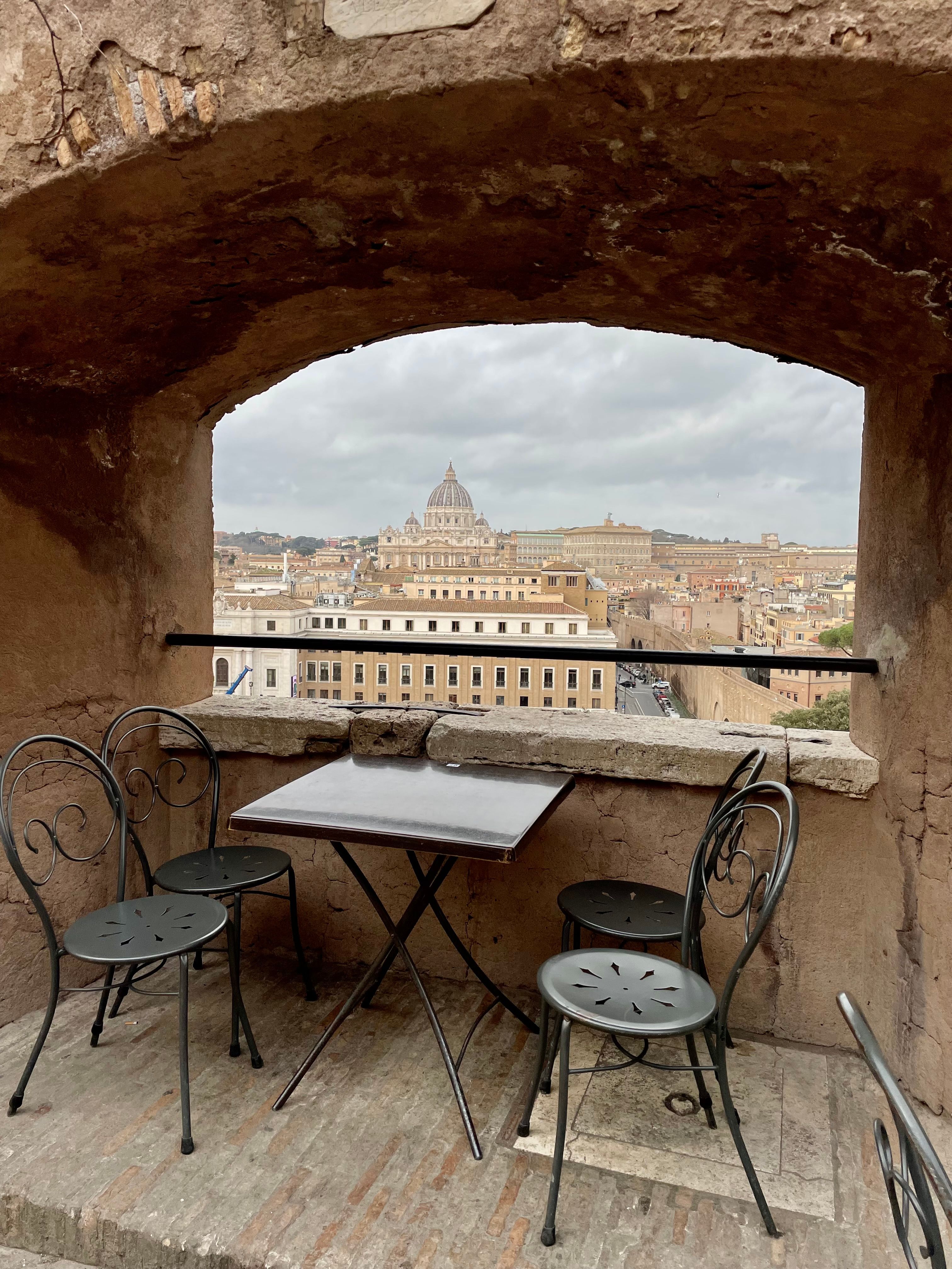 Cafe Table with View on Rome · Free Stock Photo