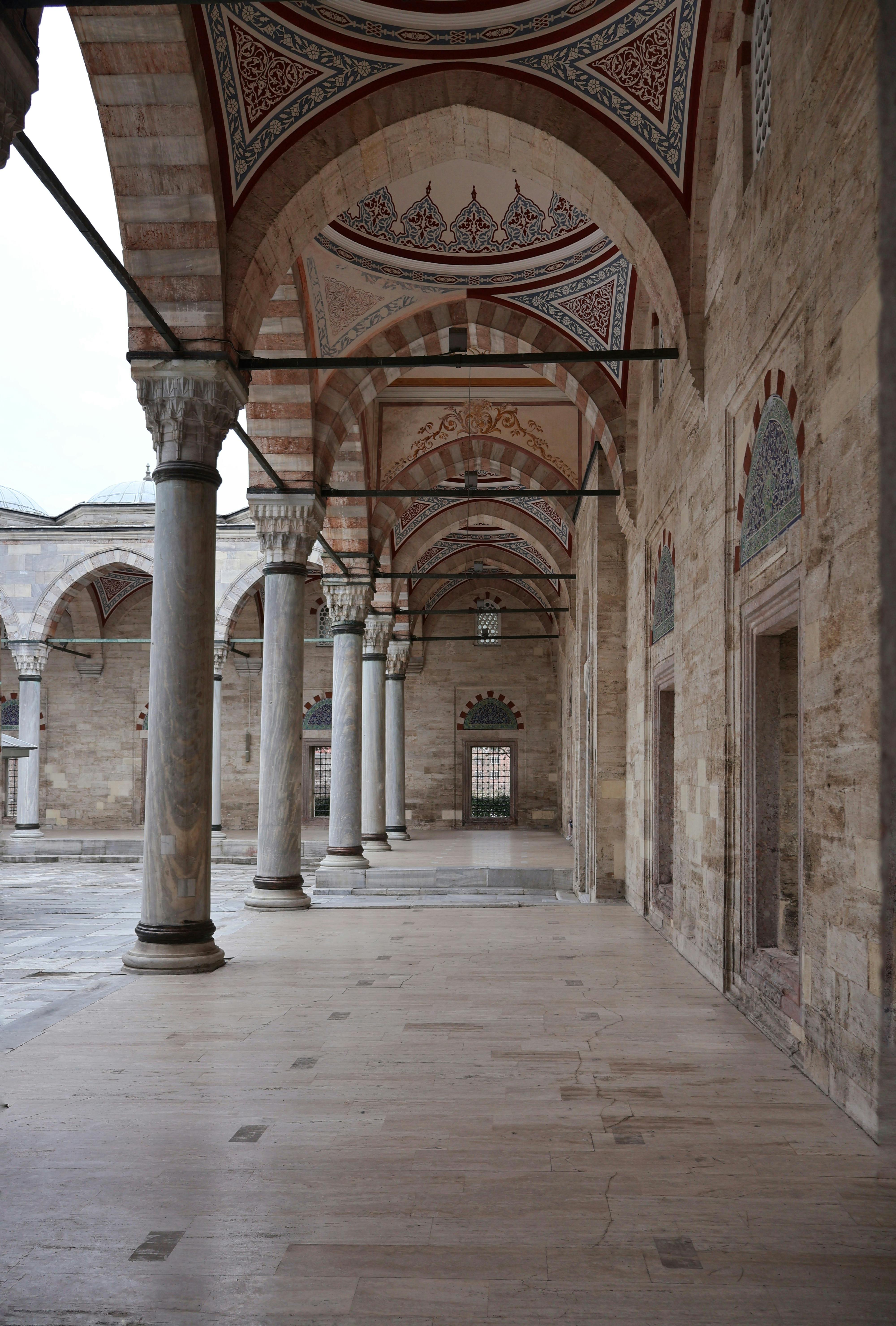 View of the Arcade and Courtyard of the Suleymaniye Mosque in Istanbul ...