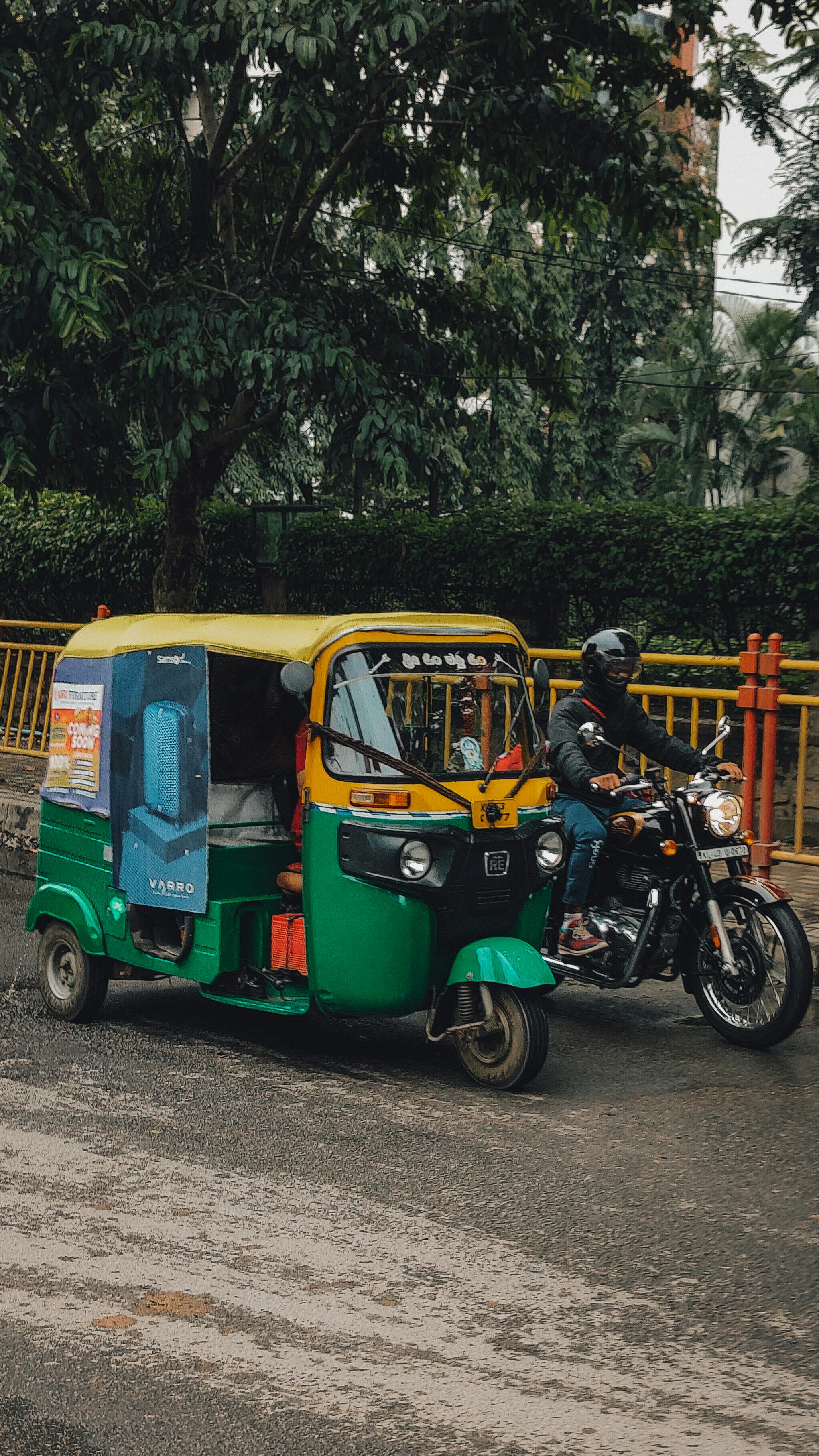 Auto Rickshaw and Motorbike on Street · Free Stock Photo