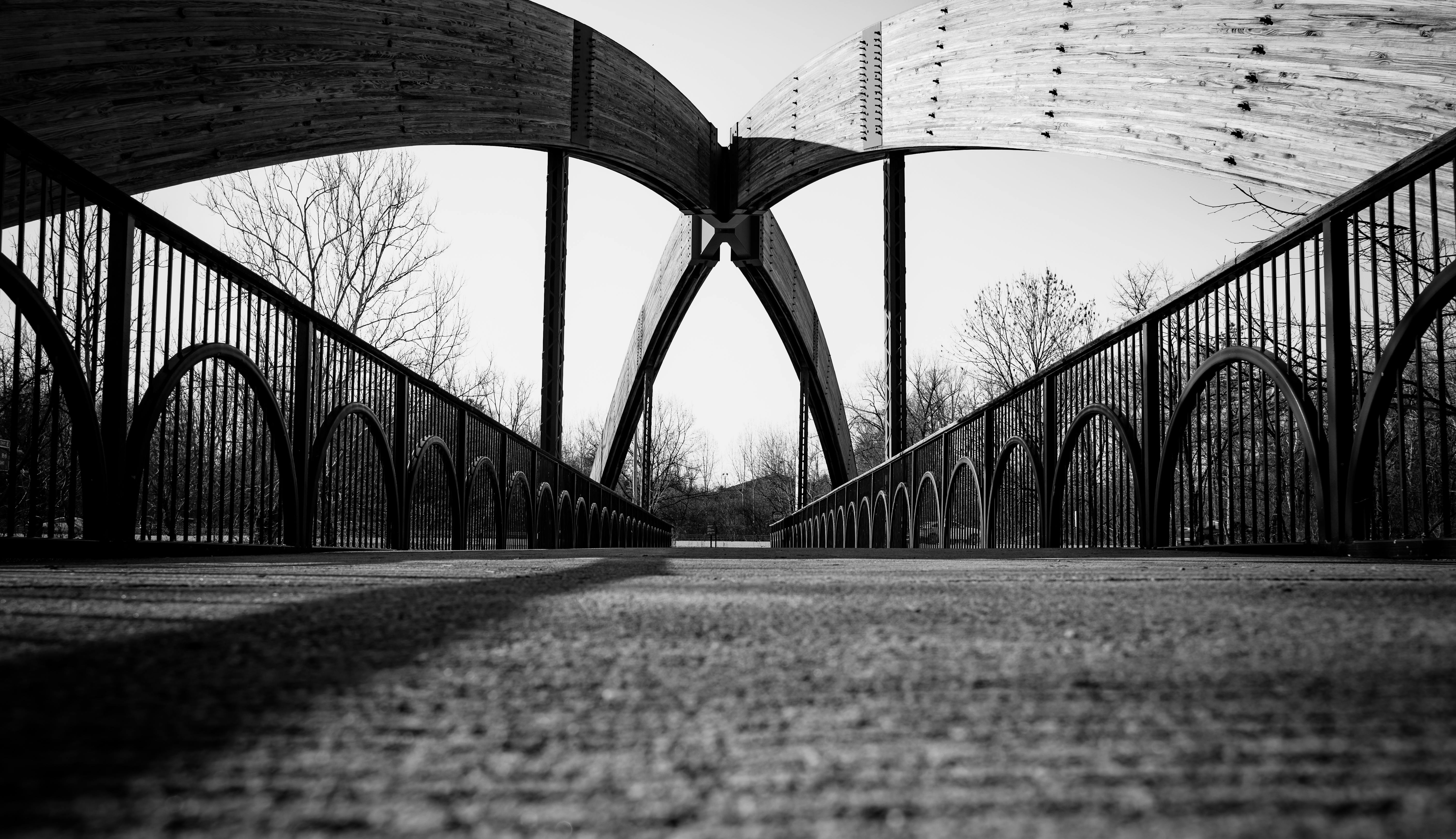 Crossed Wooden Arches Over the Footbridge · Free Stock Photo