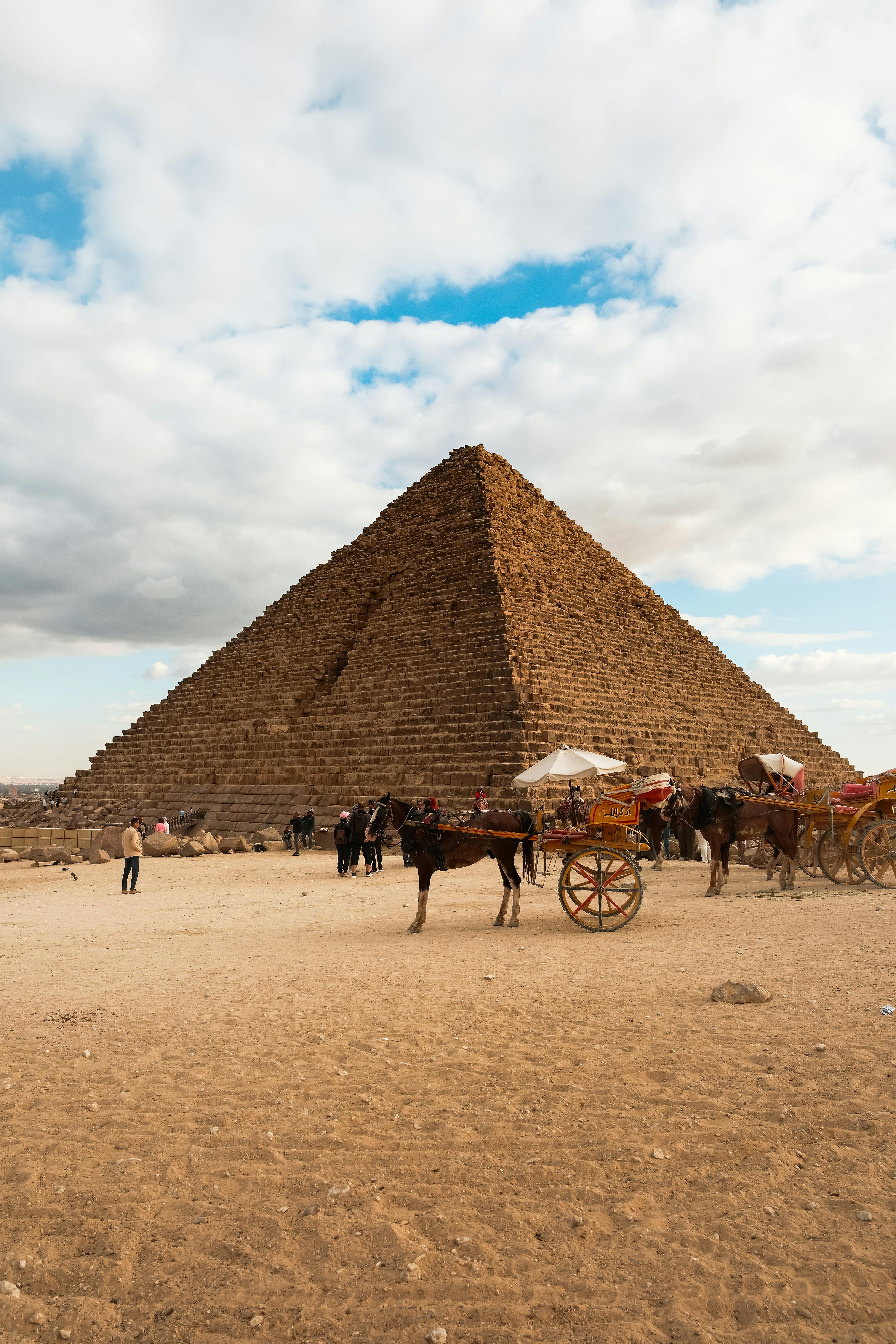 An Aerial Photography of People Walking Near the Pyramids · Free Stock ...