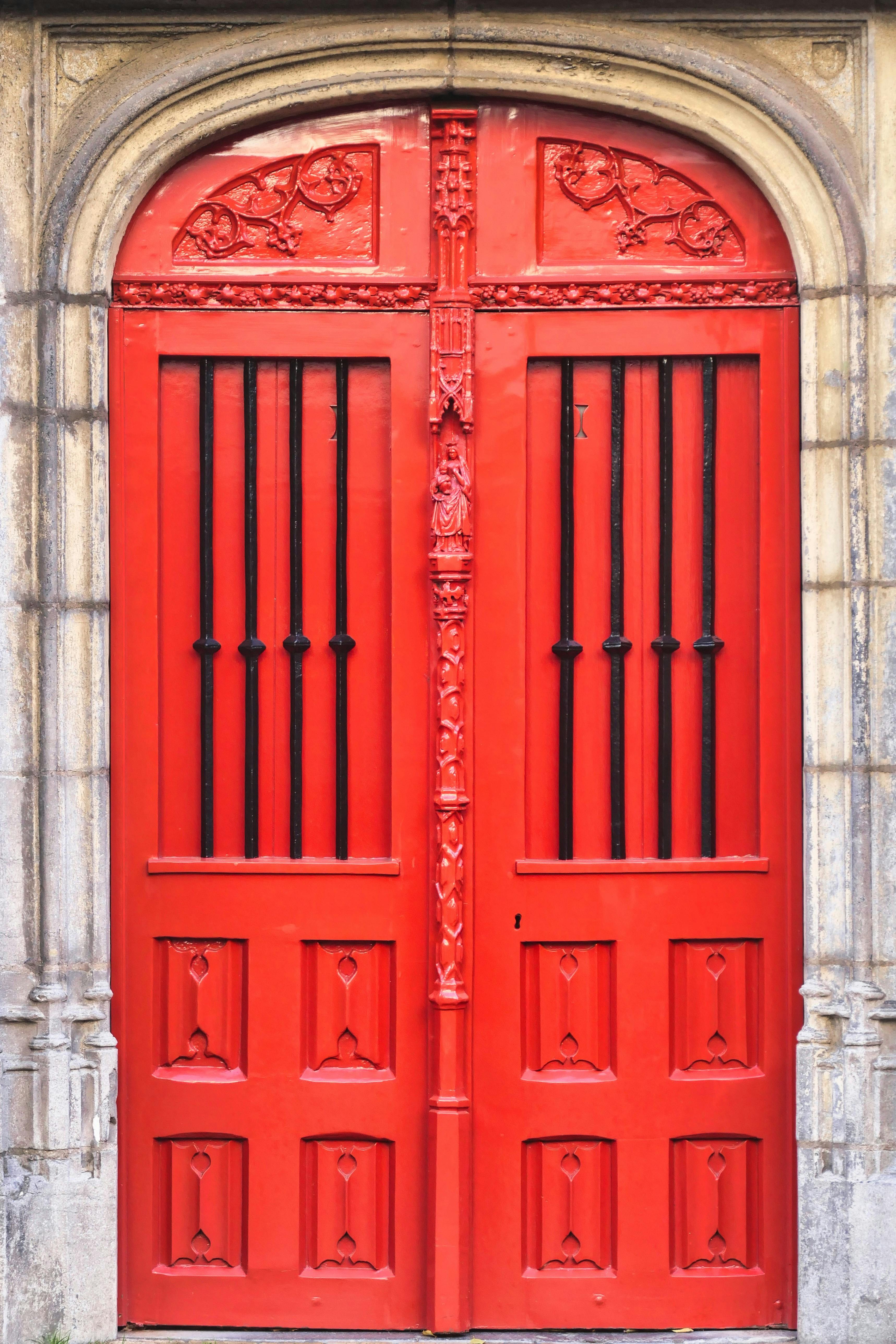 Closed Red Steel Door · Free Stock Photo