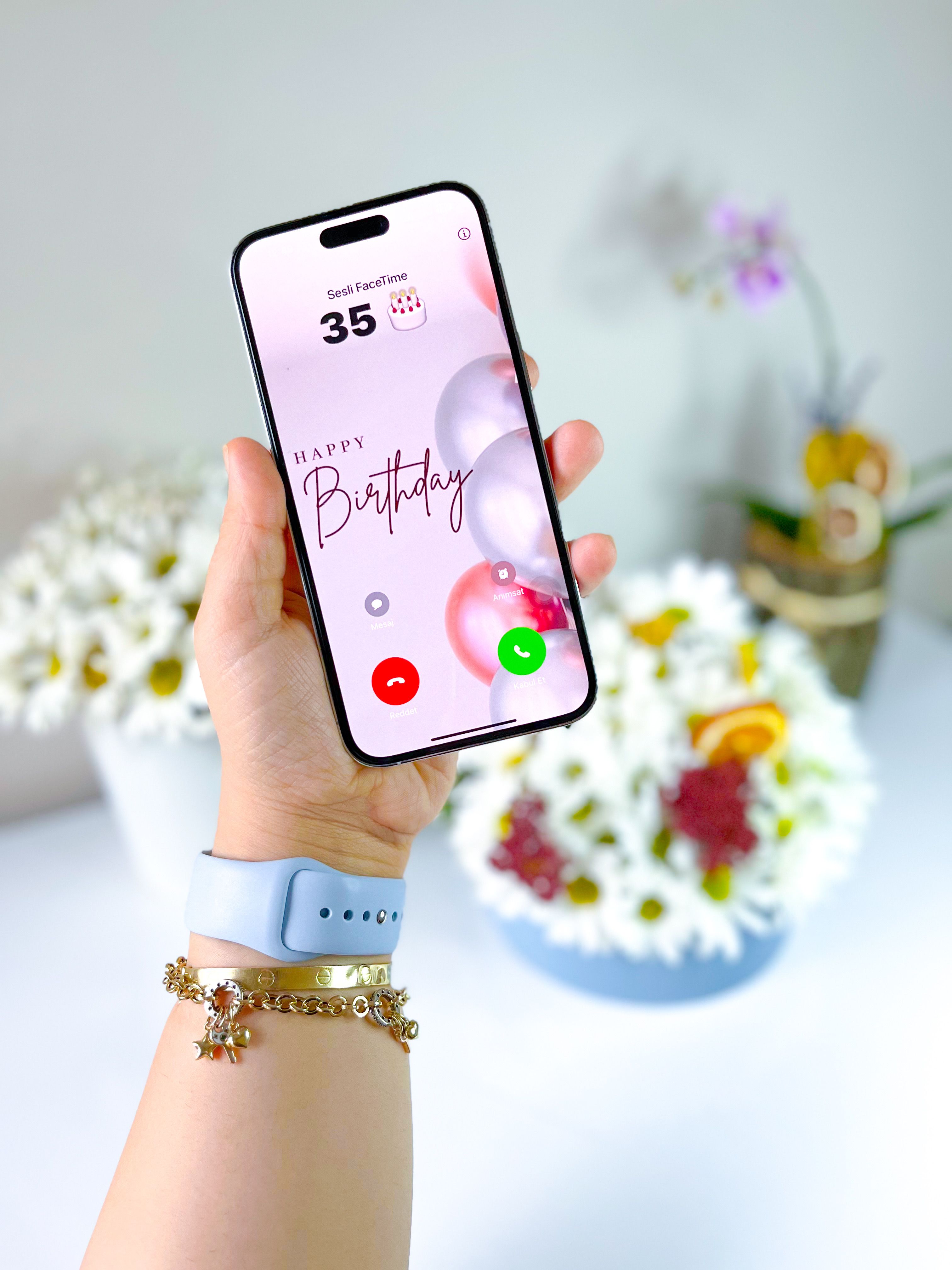 Hand Holding a Smartphone with a Birthday Call · Free Stock Photo