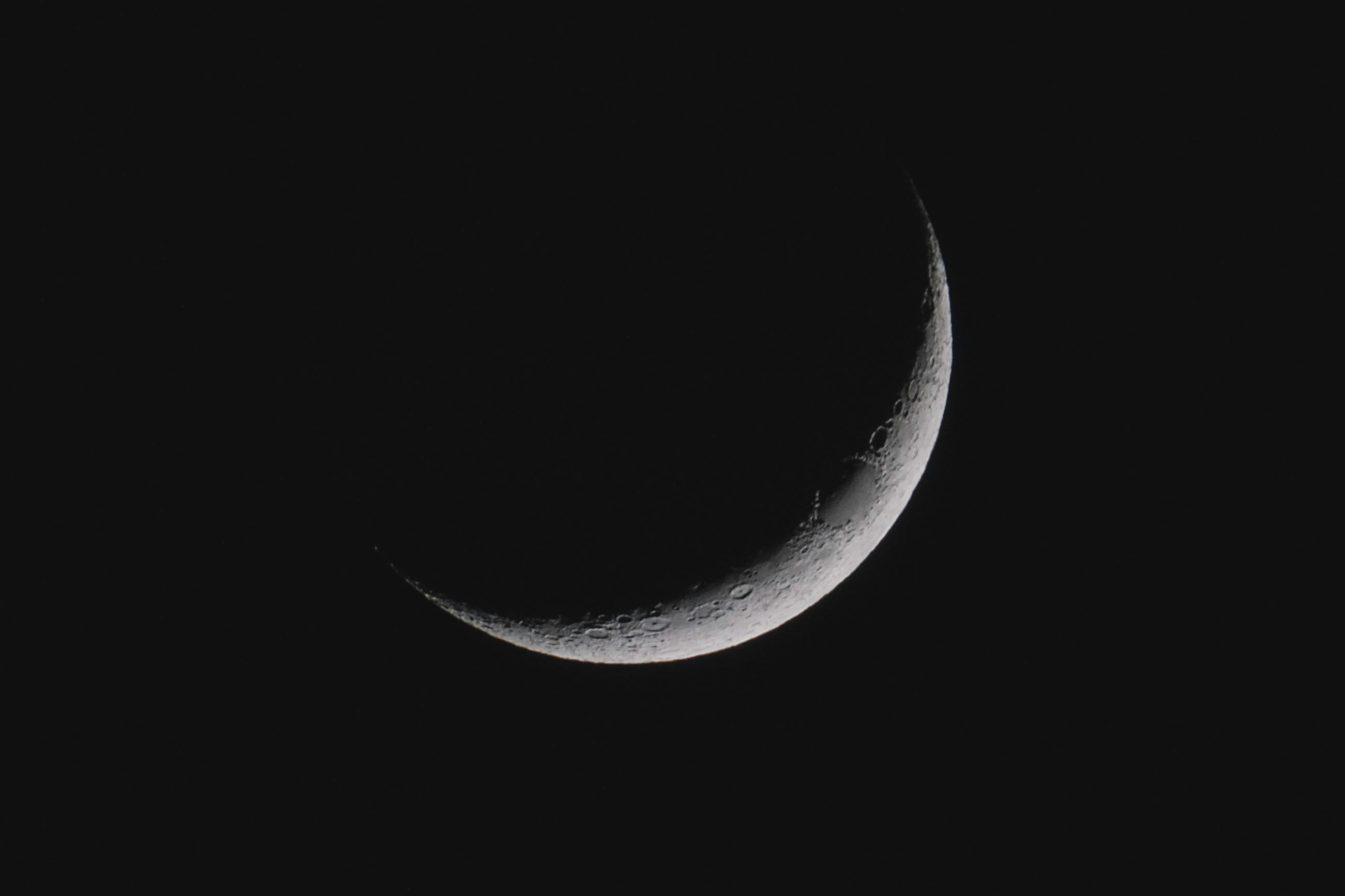 Moon in Waxing Crescent Phase at Night · Free Stock Photo
