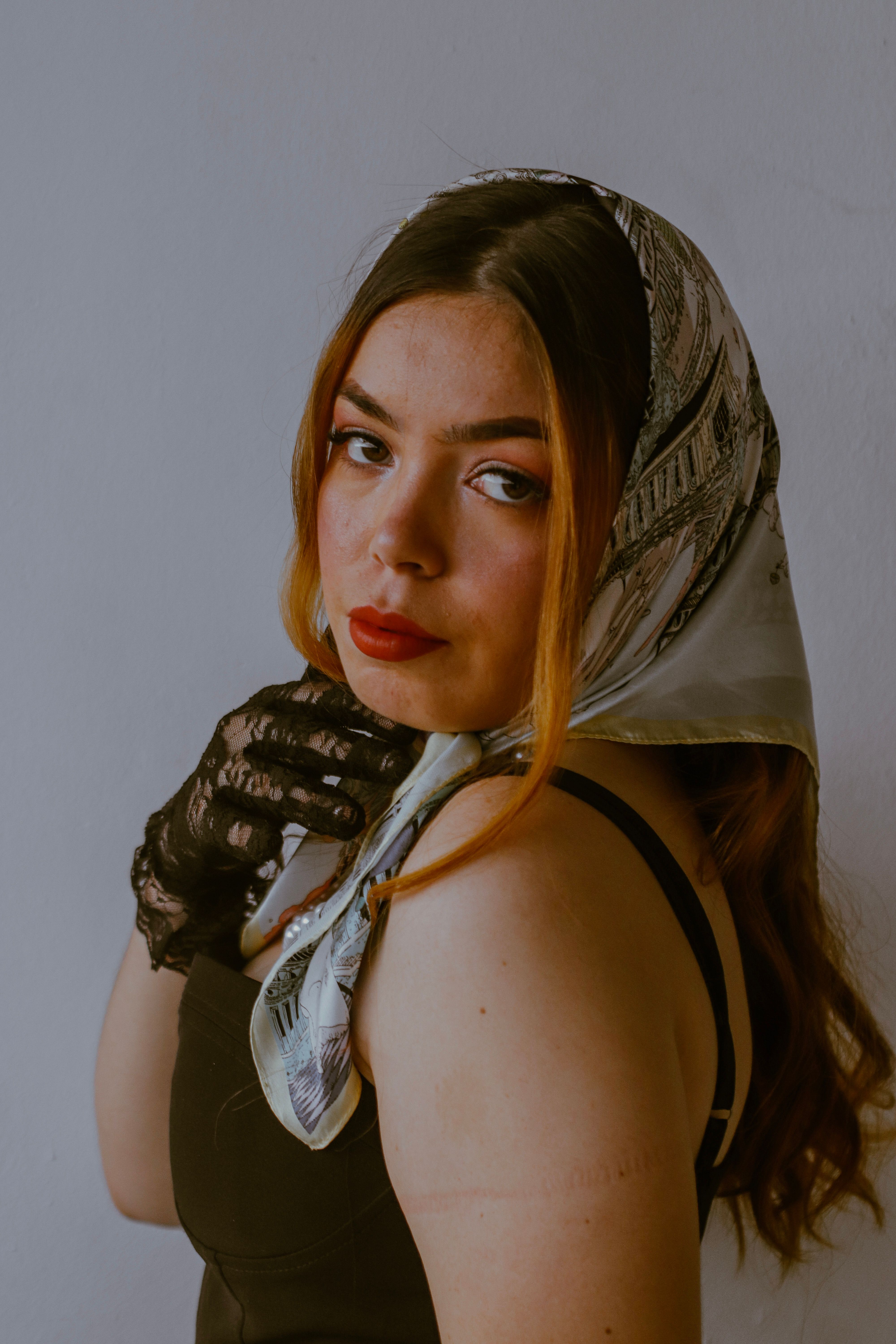 Portrait of Woman in Glove and Handkerchief · Free Stock Photo