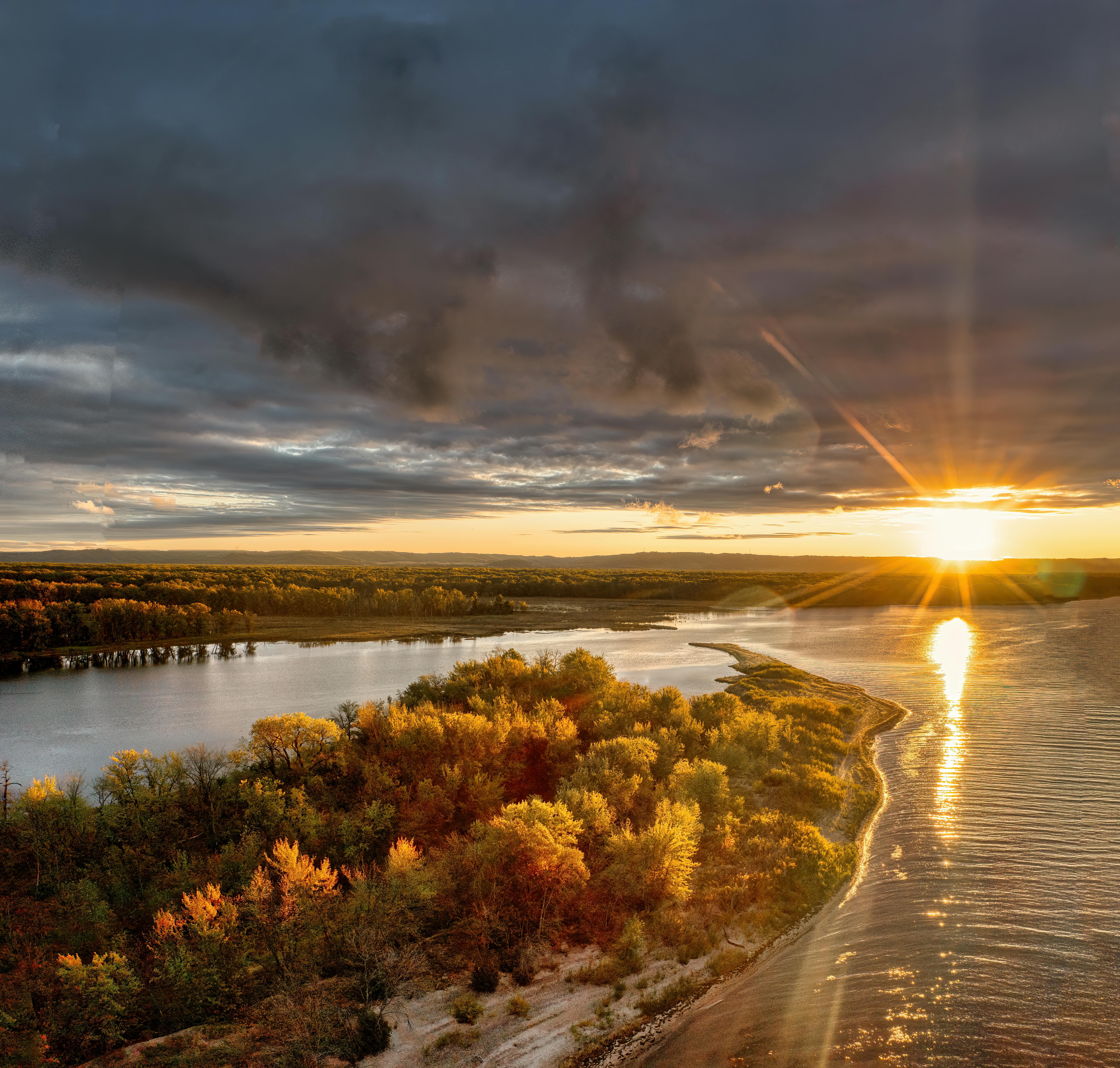 Rural Landscape with River at Sunset · Free Stock Photo