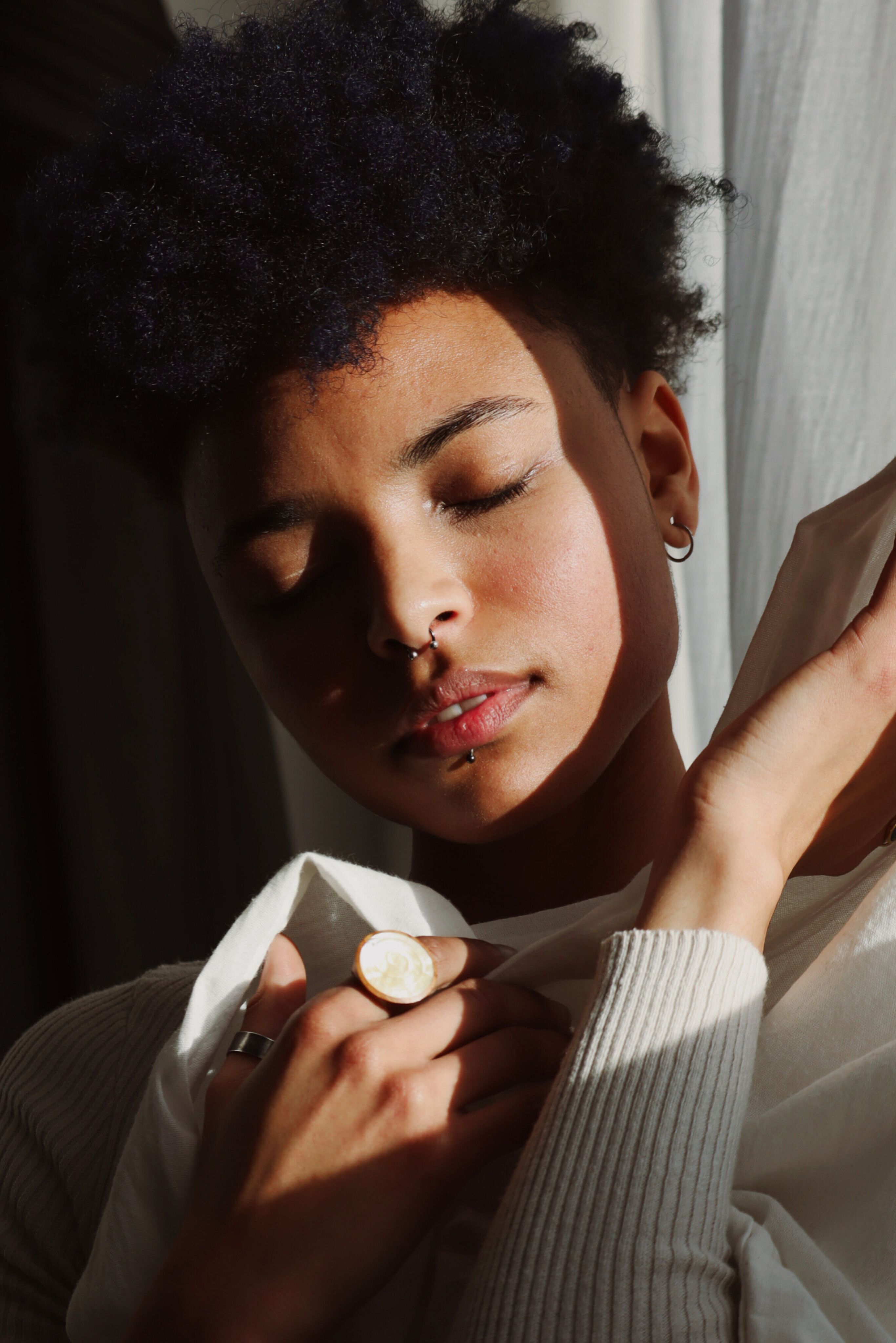 Sunlit Woman Face · Free Stock Photo