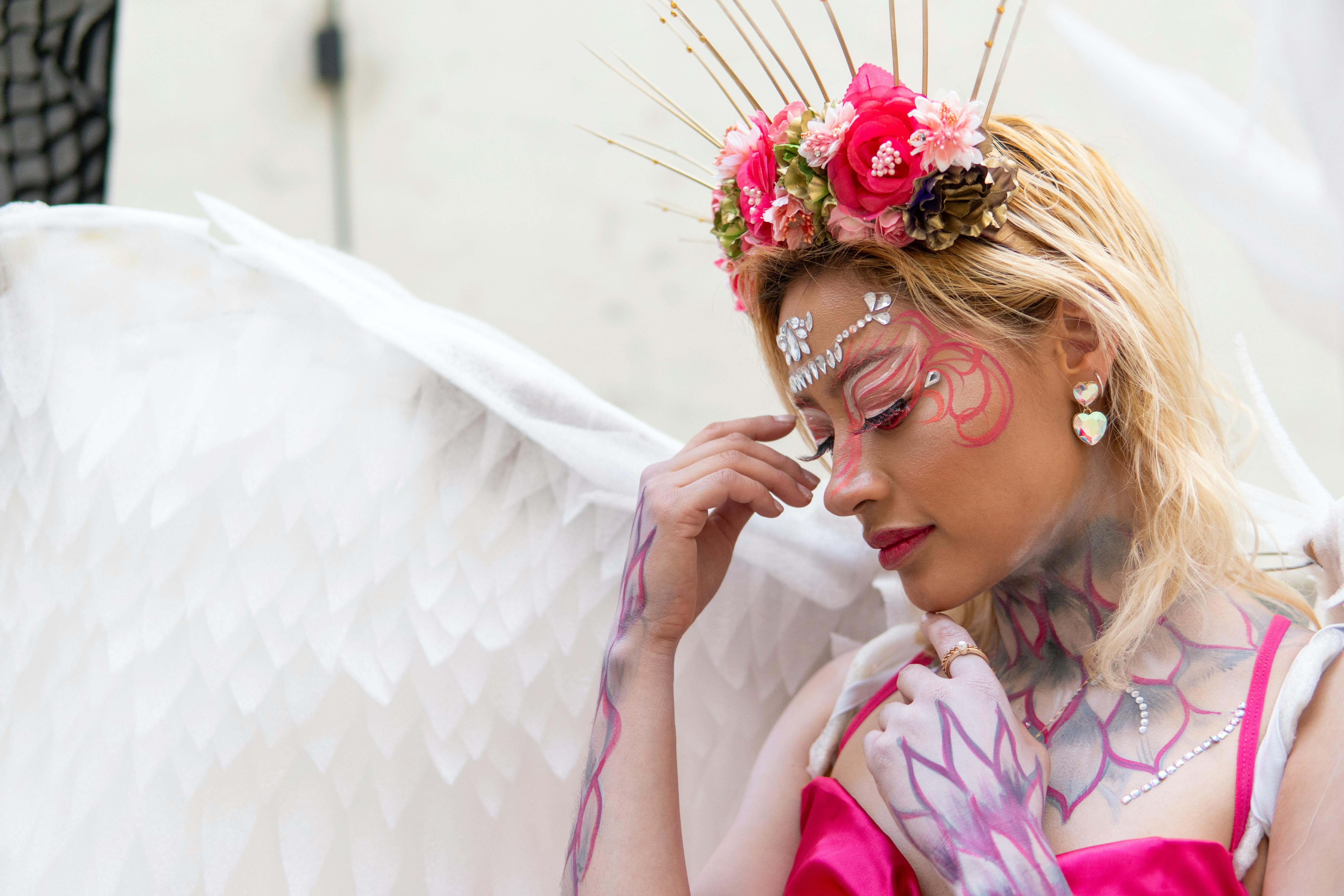 Portrait of Blonde Woman Wearing Angel Costume · Free Stock Photo