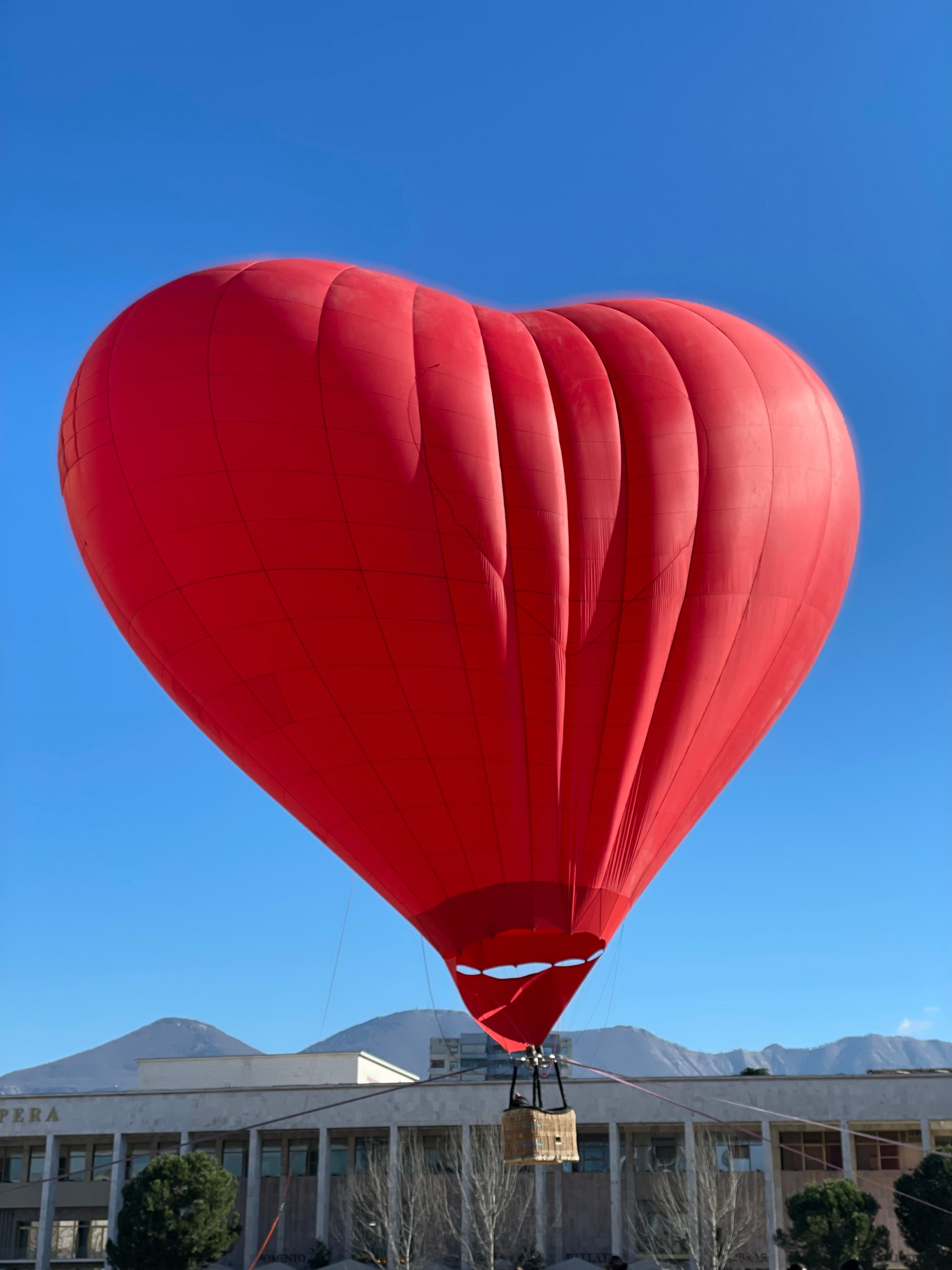 Anchored Heart-shaped Hot Air Balloon · Free Stock Photo