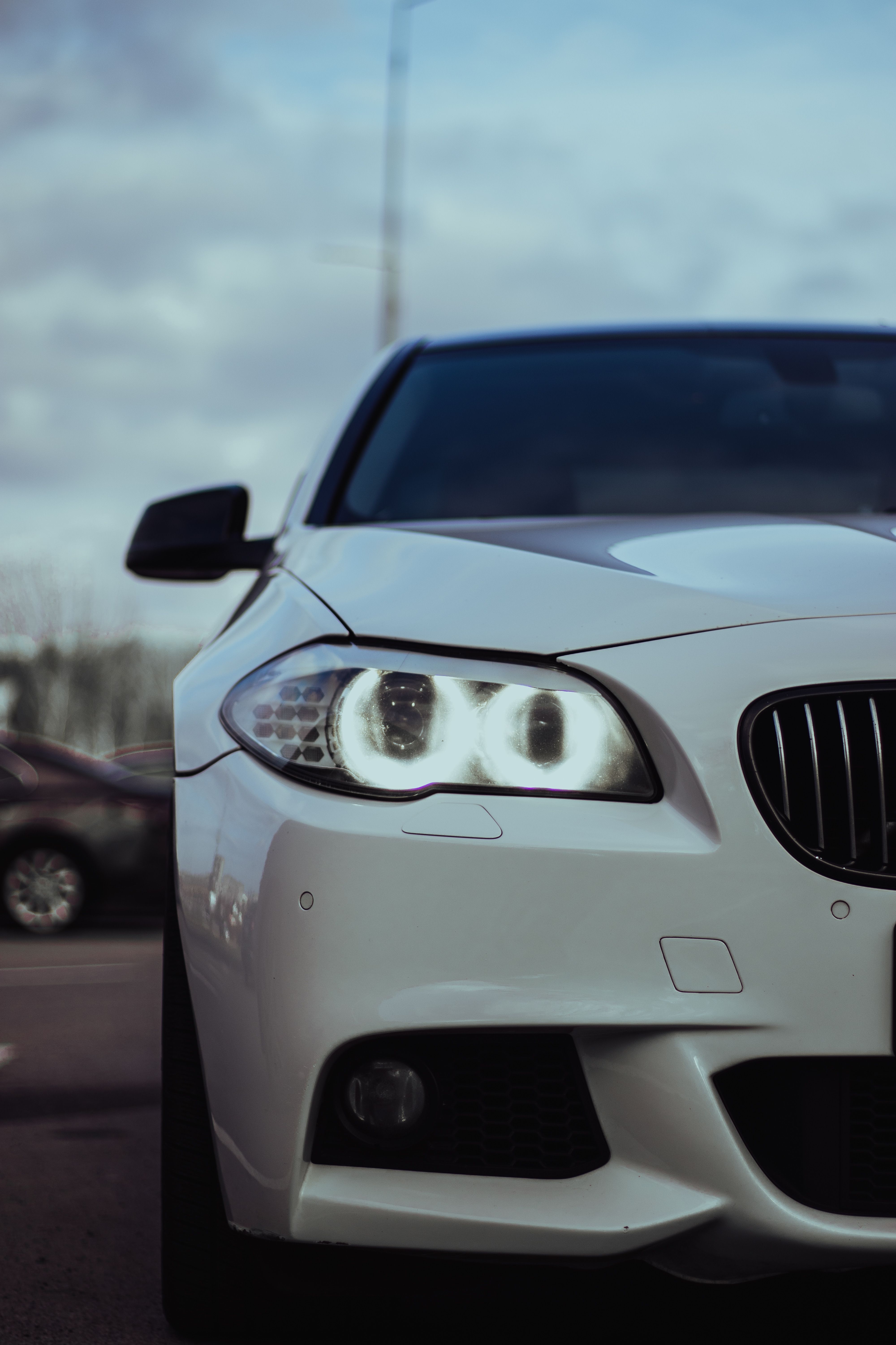 Headlight of White Car · Free Stock Photo