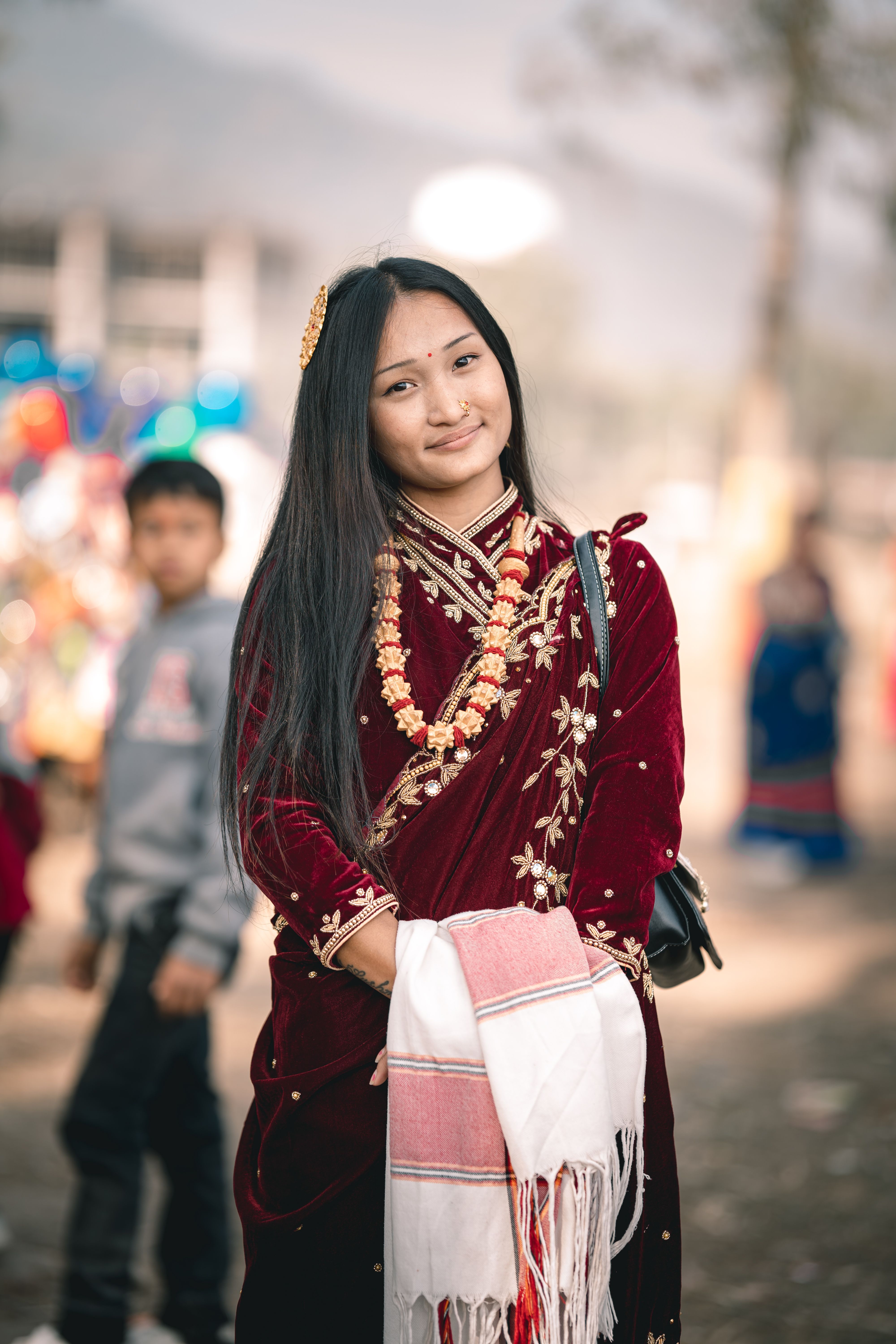 Brunette in Traditional Red Dress · Free Stock Photo