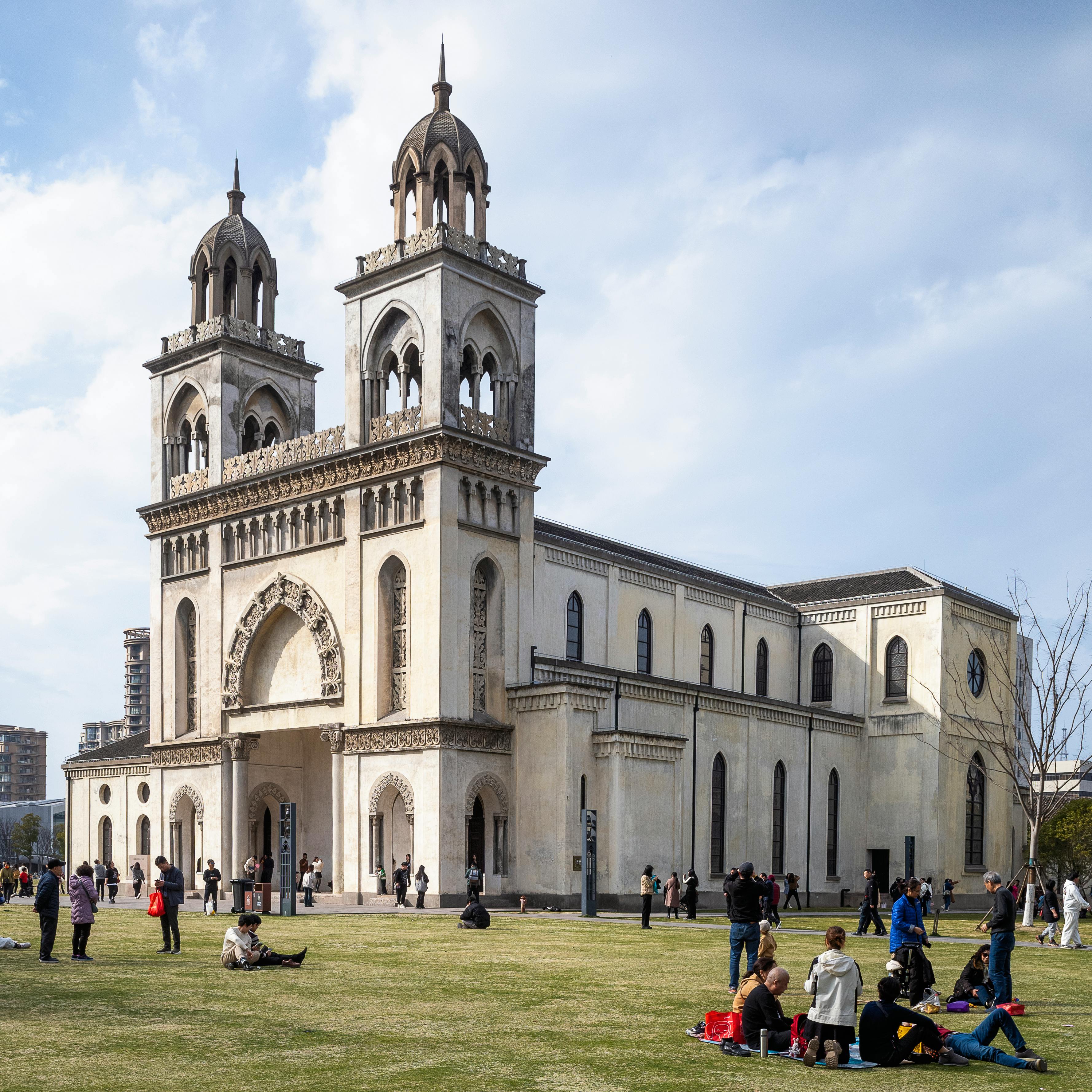 People in Front of the Jiaxing Catholic Church · Free Stock Photo