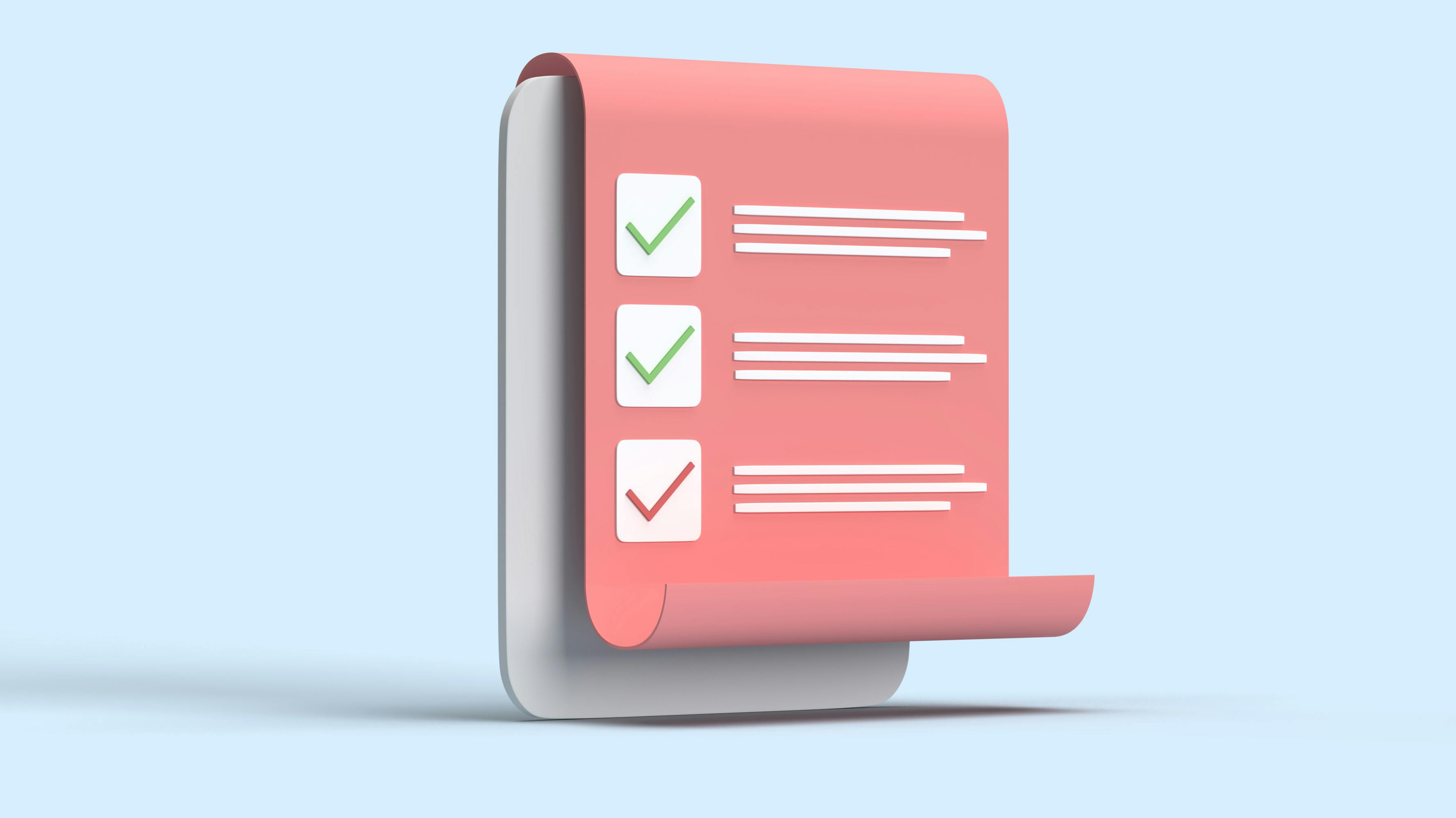 A Digital 3D Illustration of a Checklist · Free Stock Photo