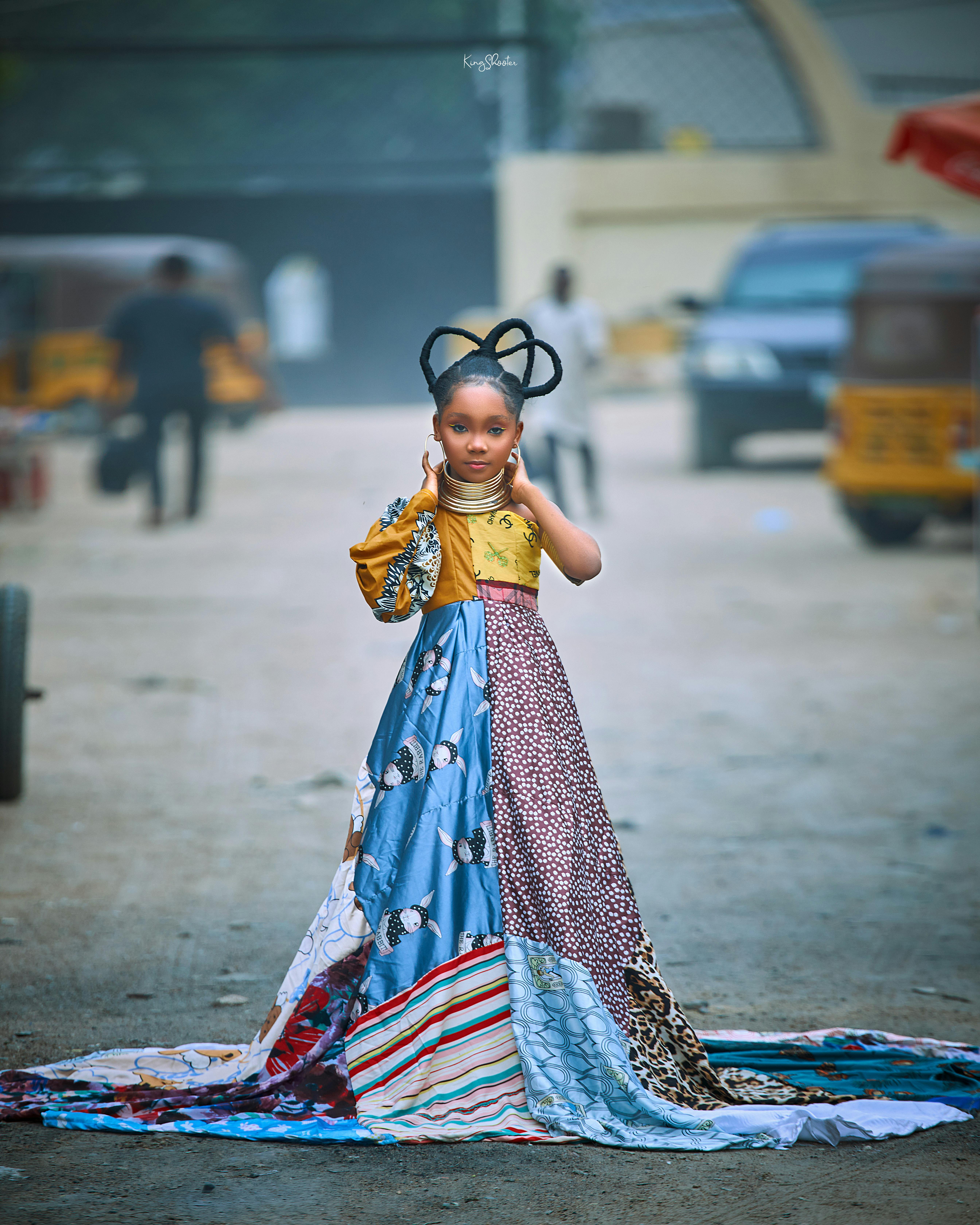 Girl in Long Patchwork Dress · Free Stock Photo