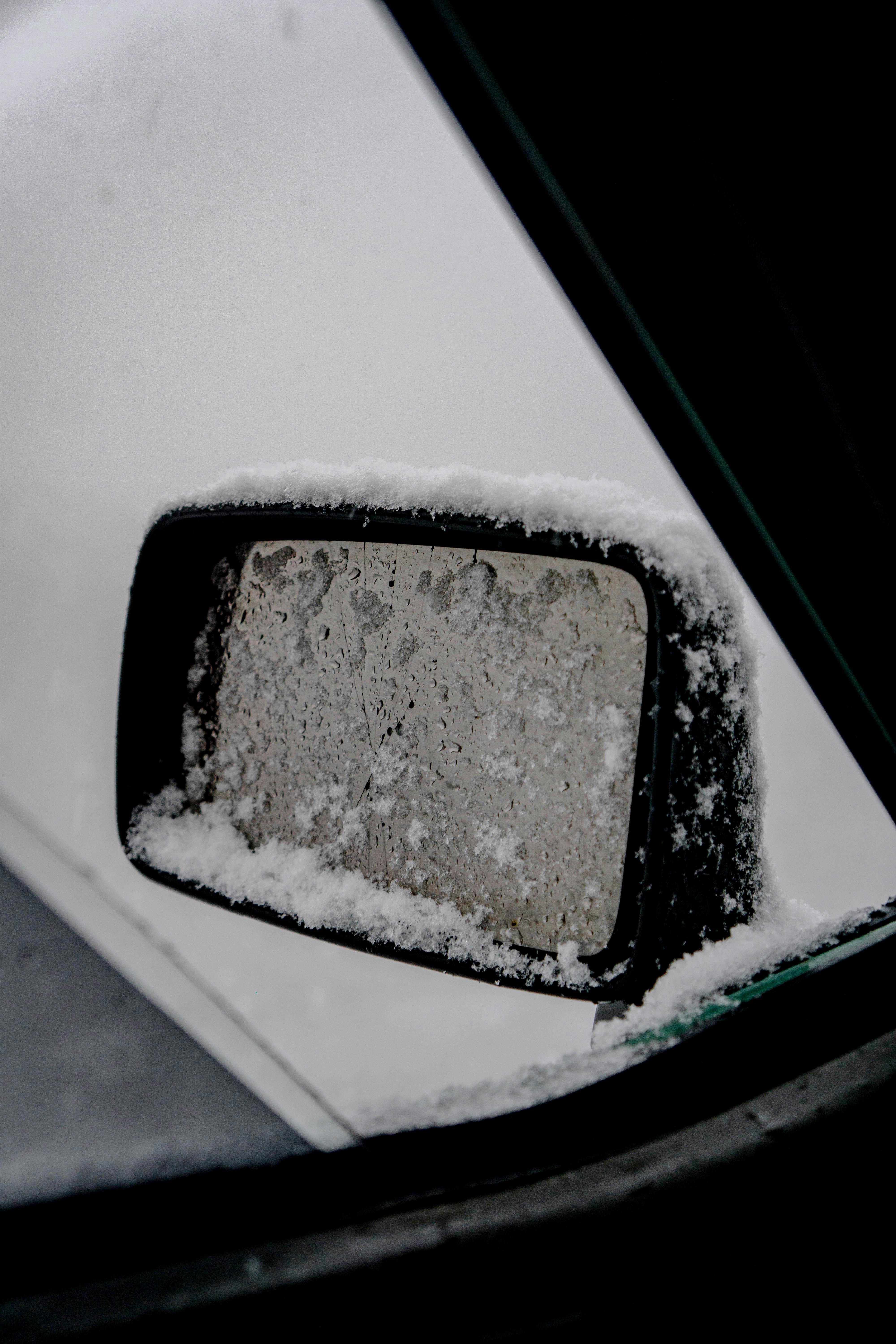 Frozen rearview mirror of the car · Free Stock Photo