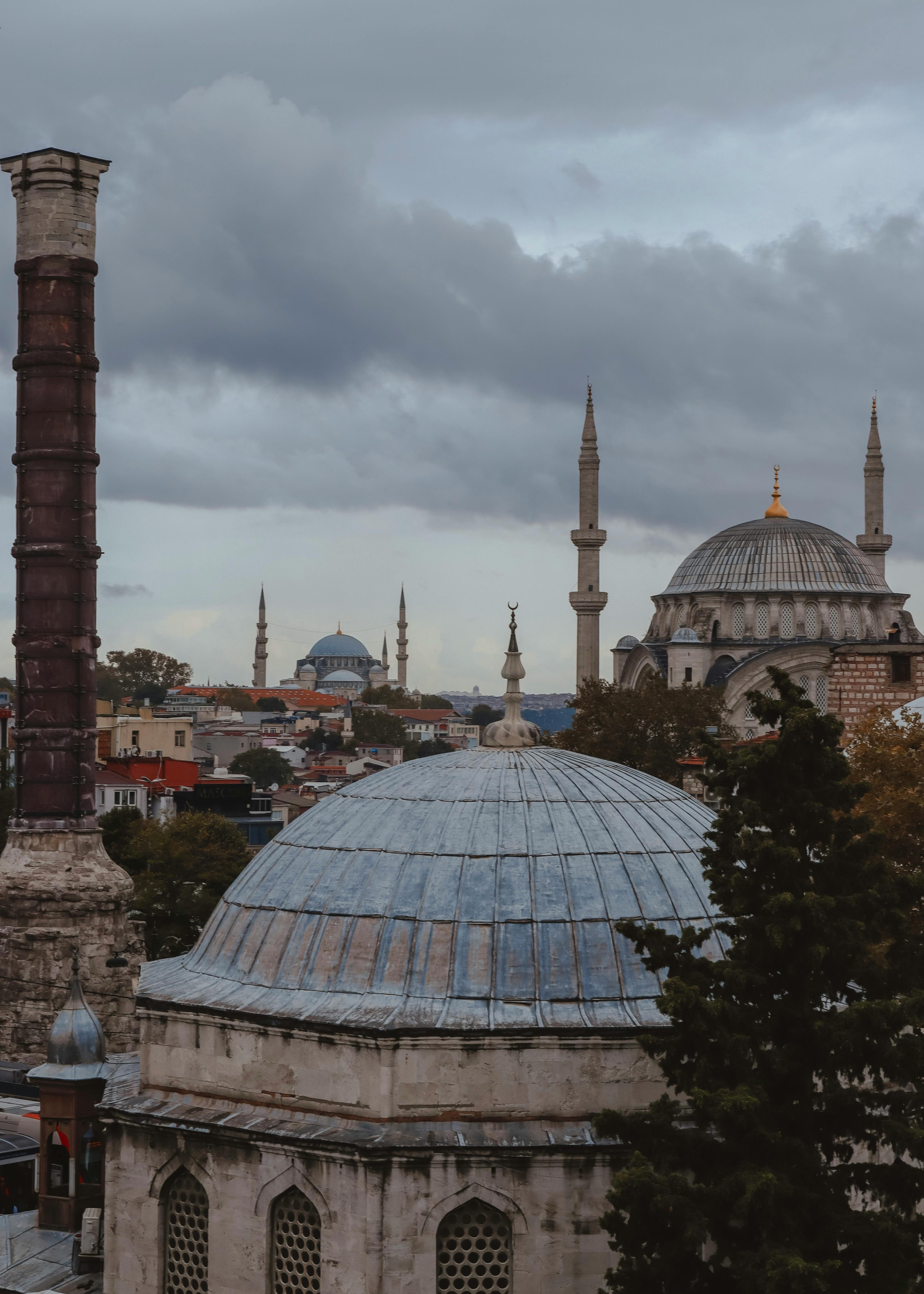 Column of Constantine and Domes of Mosques in Istanbul · Free Stock Photo