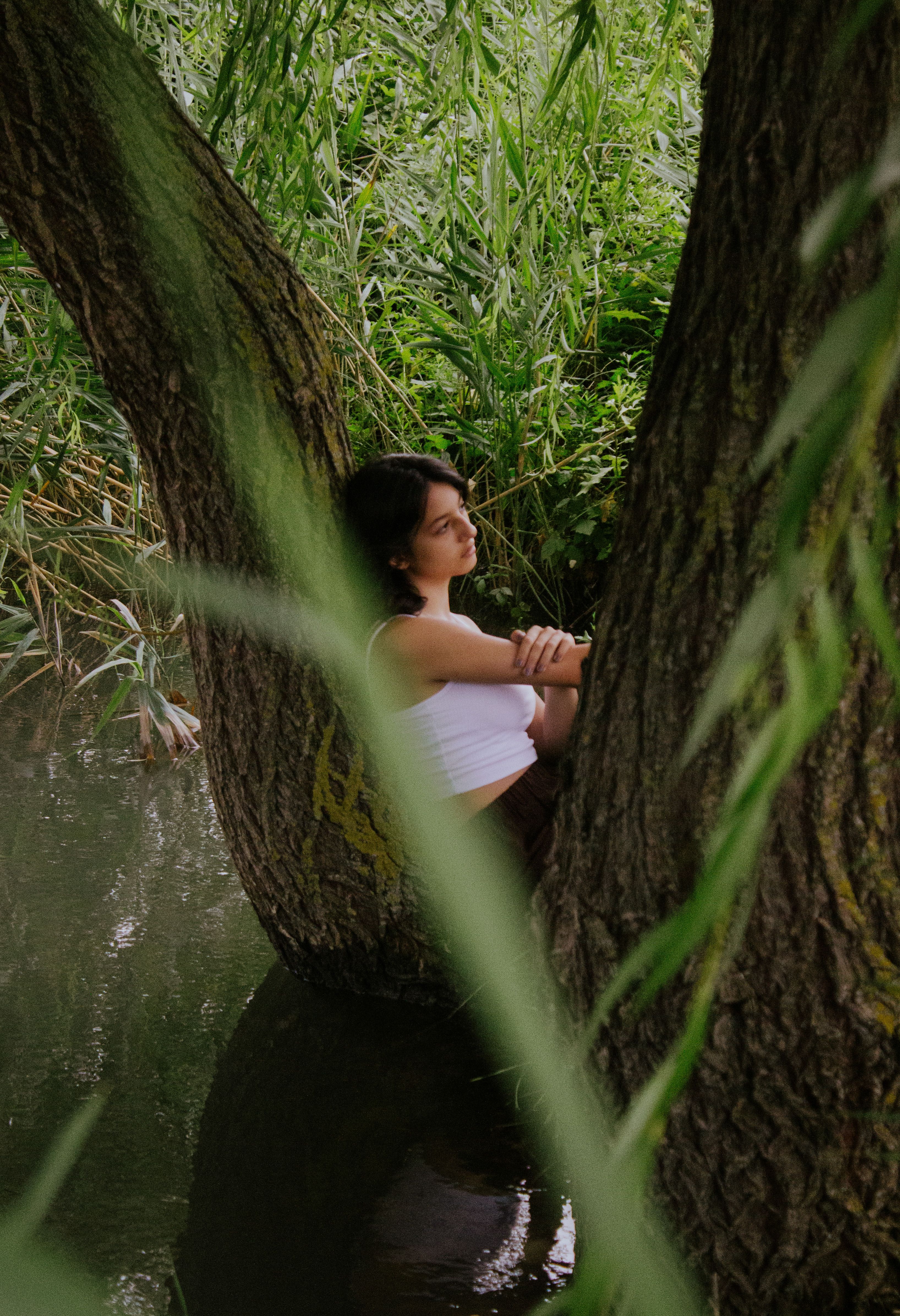 Young Woman Sitting next to a Tree · Free Stock Photo