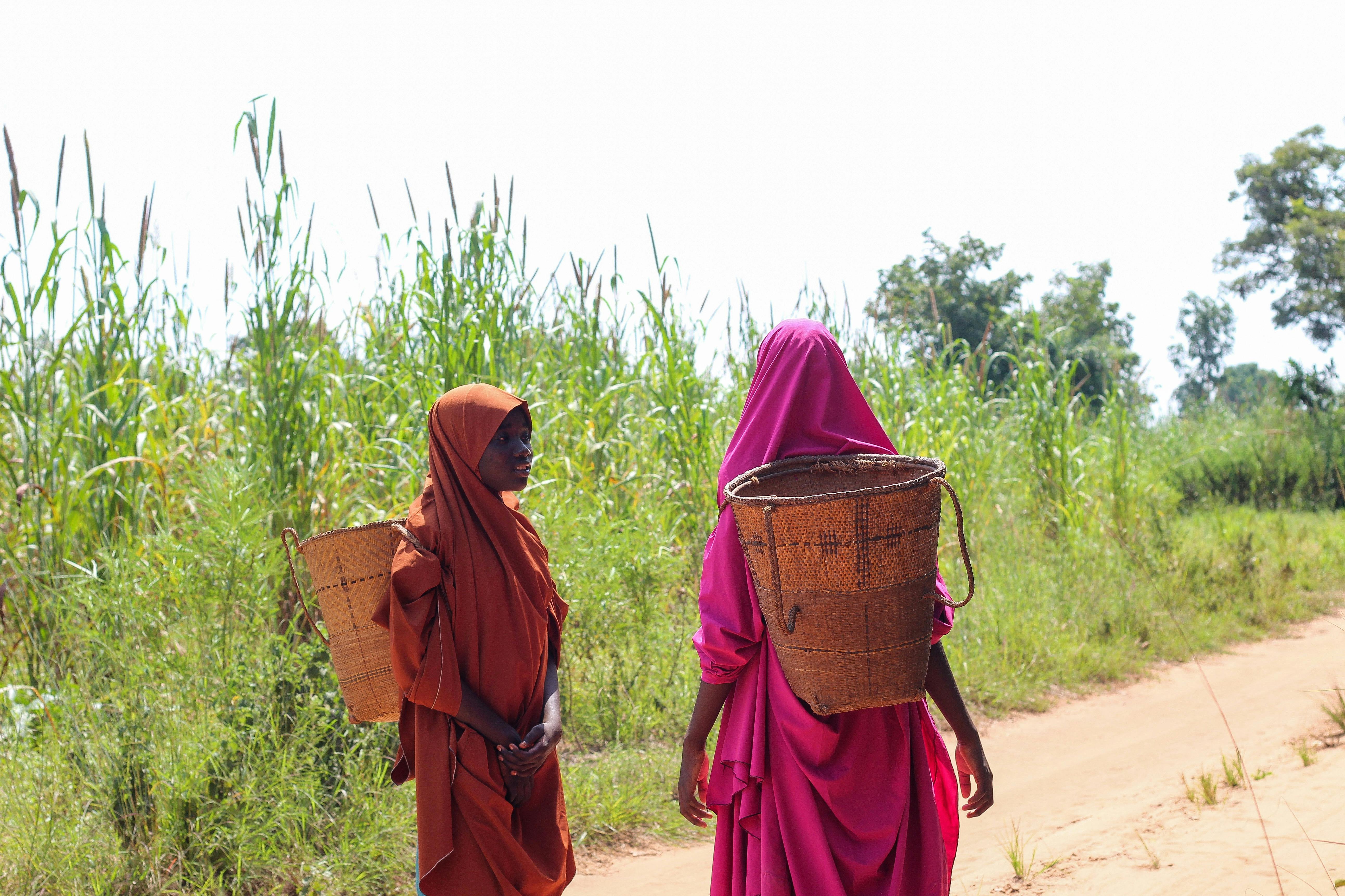 Women in Robes and with Baskets on Field · Free Stock Photo