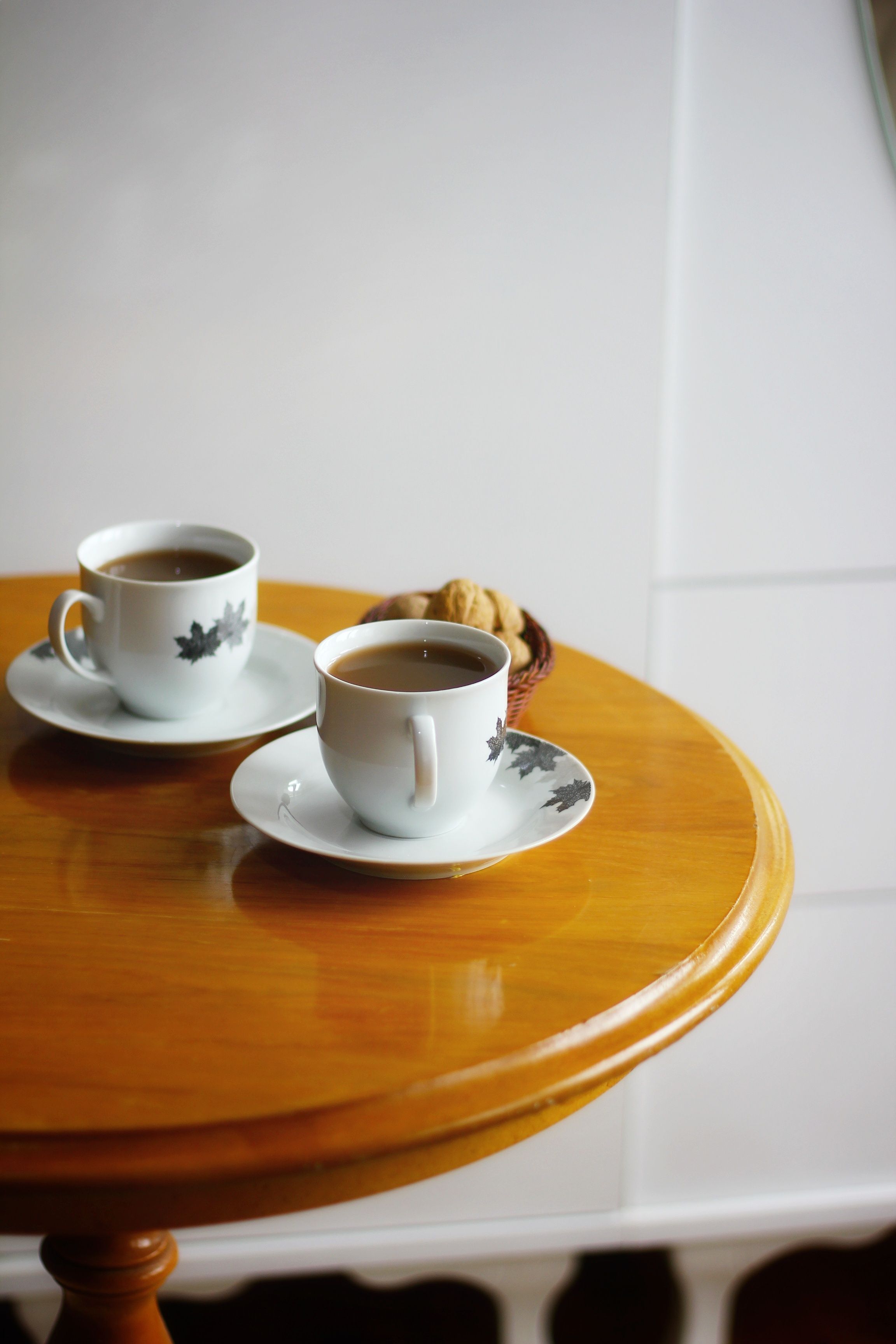 Cozy Coffee Setting with Two Cups on Table · Free Stock Photo