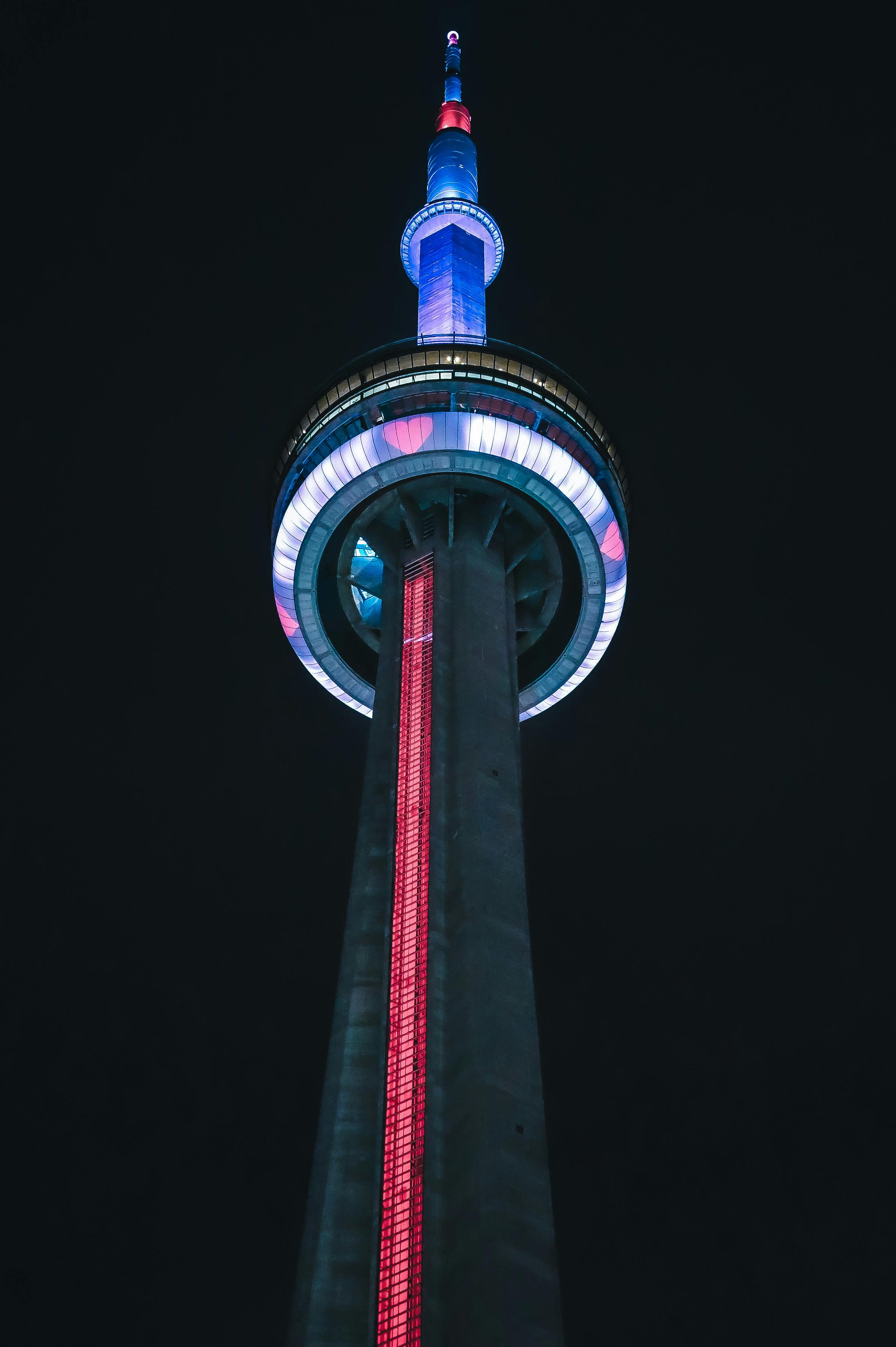 Low-angle Photo of Lighted Tower during Night · Free Stock Photo
