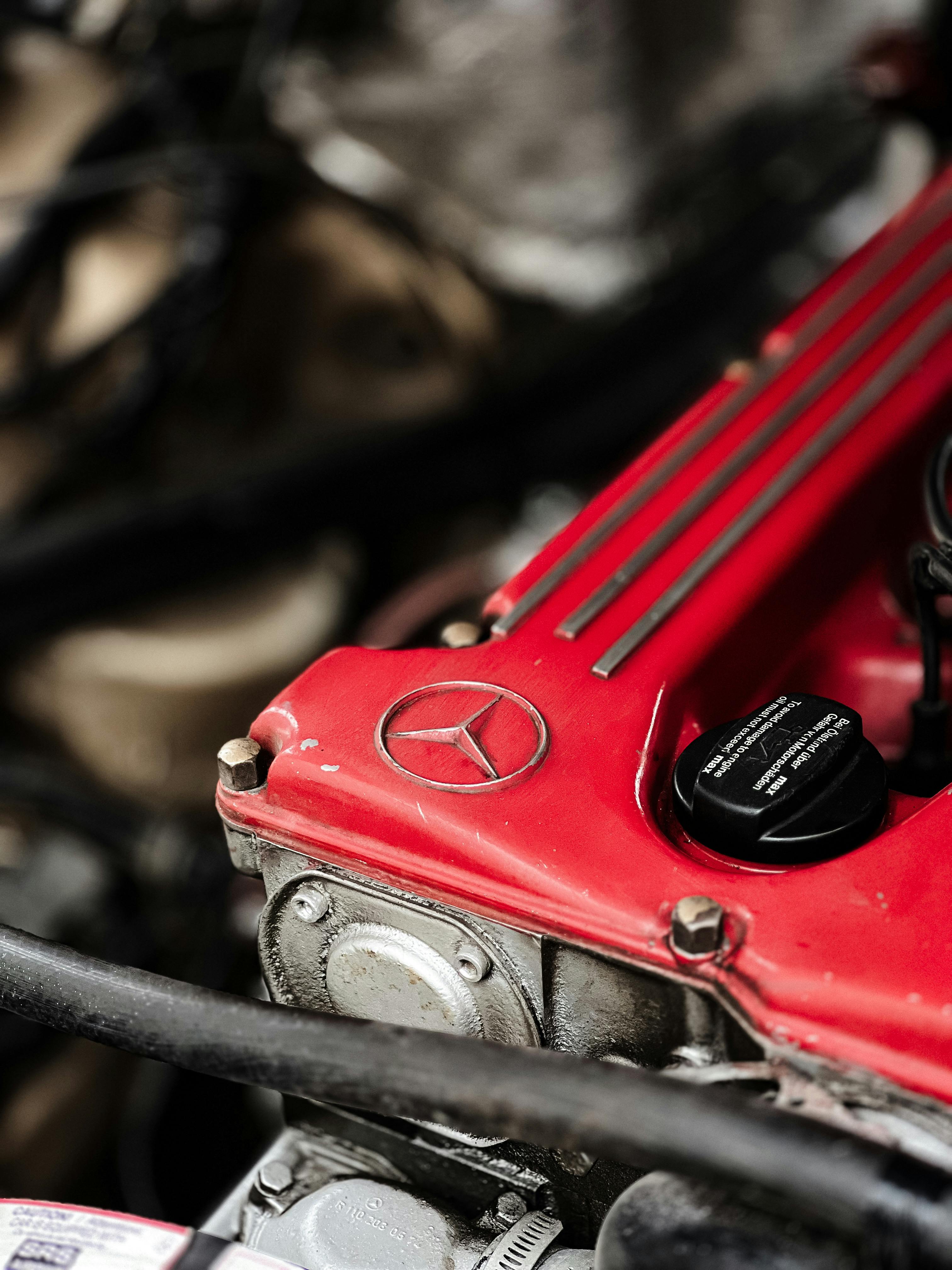 Red Mercedes-Benz Engine · Free Stock Photo