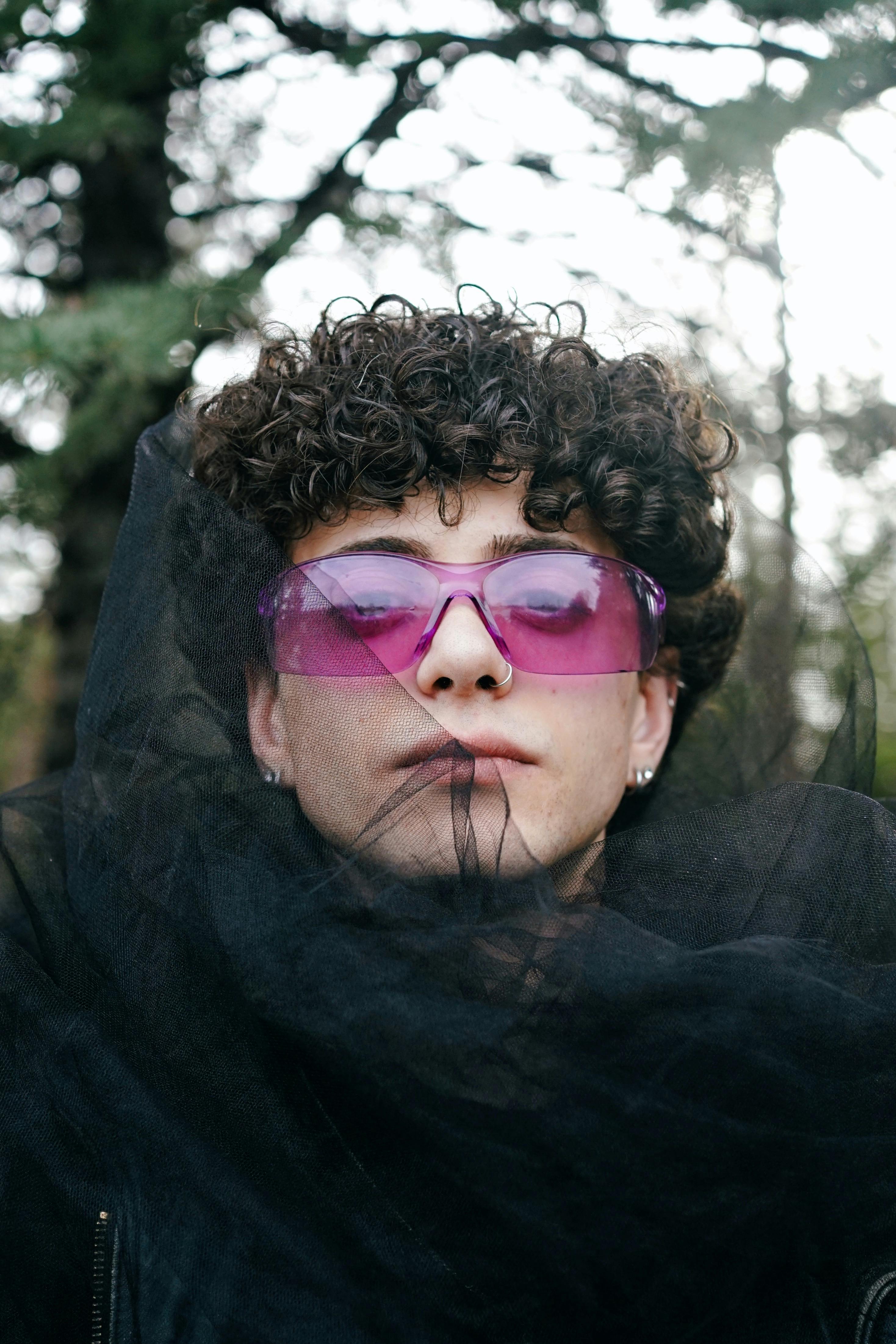 Portrait of Man in Veil and Pink Eyeglasses · Free Stock Photo