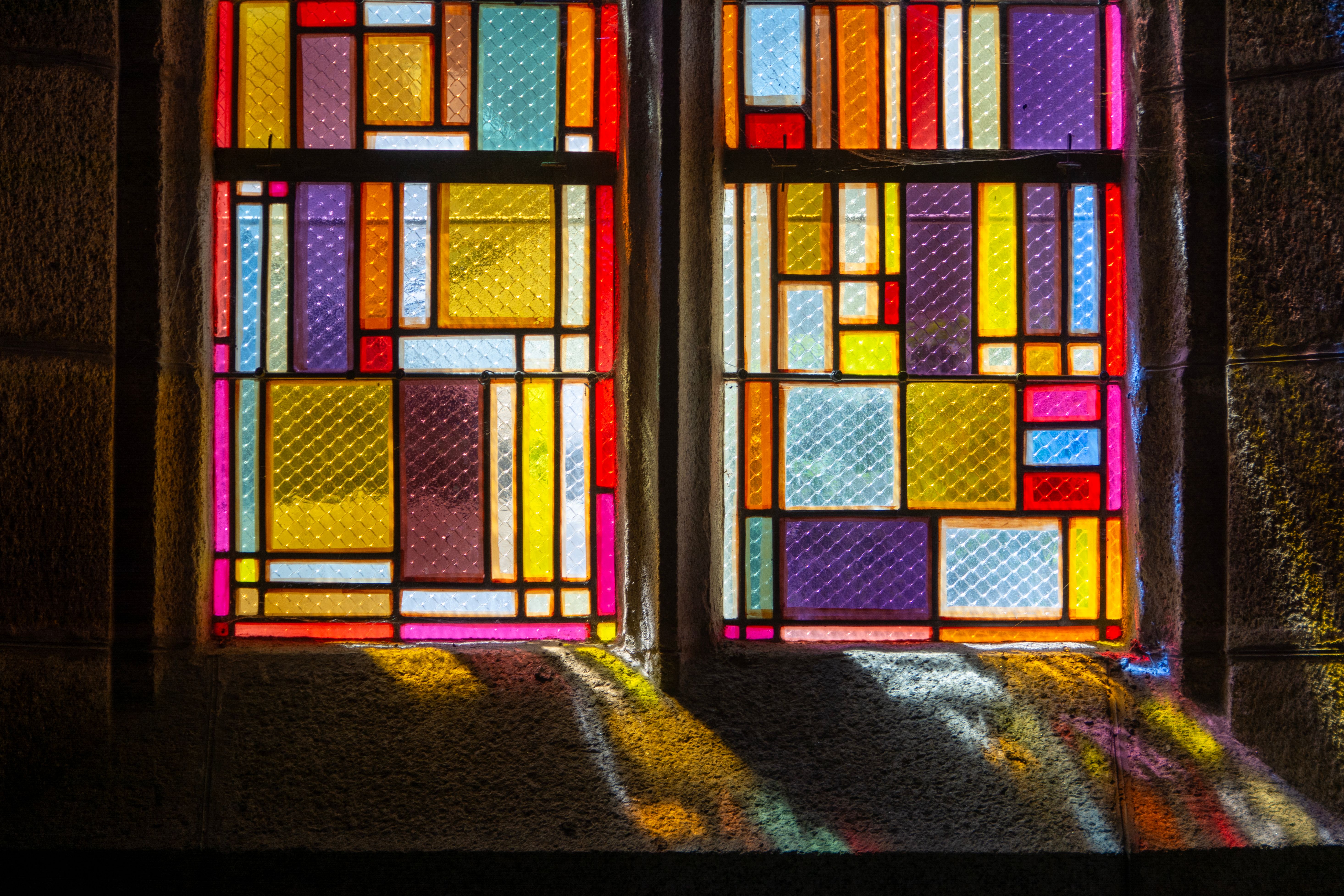 Stained glass window in the chapel · Free Stock Photo