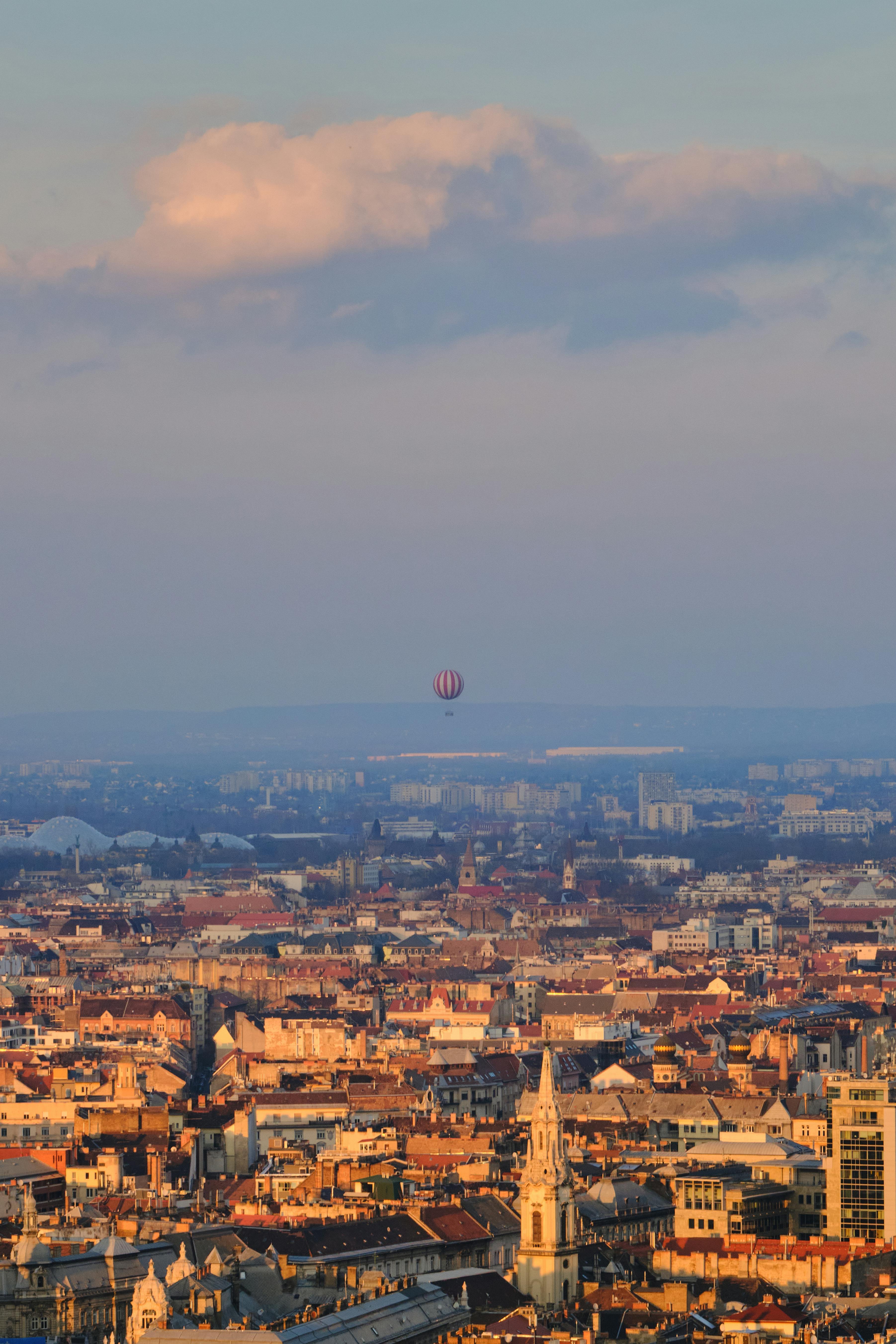 Hot Air Balloon Flying over Budapest in Hungary · Free Stock Photo