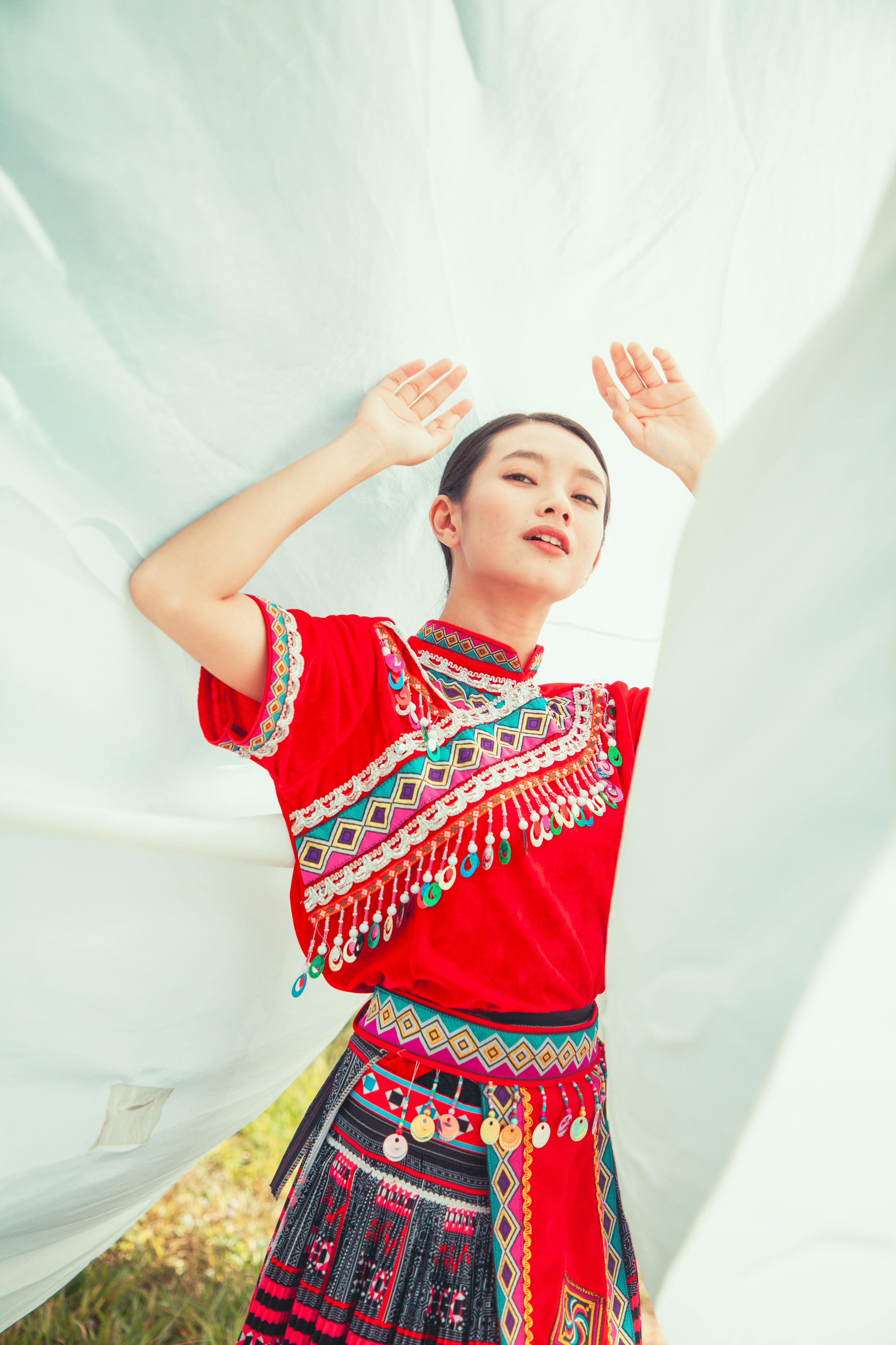 Model Posing in Folklore Blouse and Skirt · Free Stock Photo