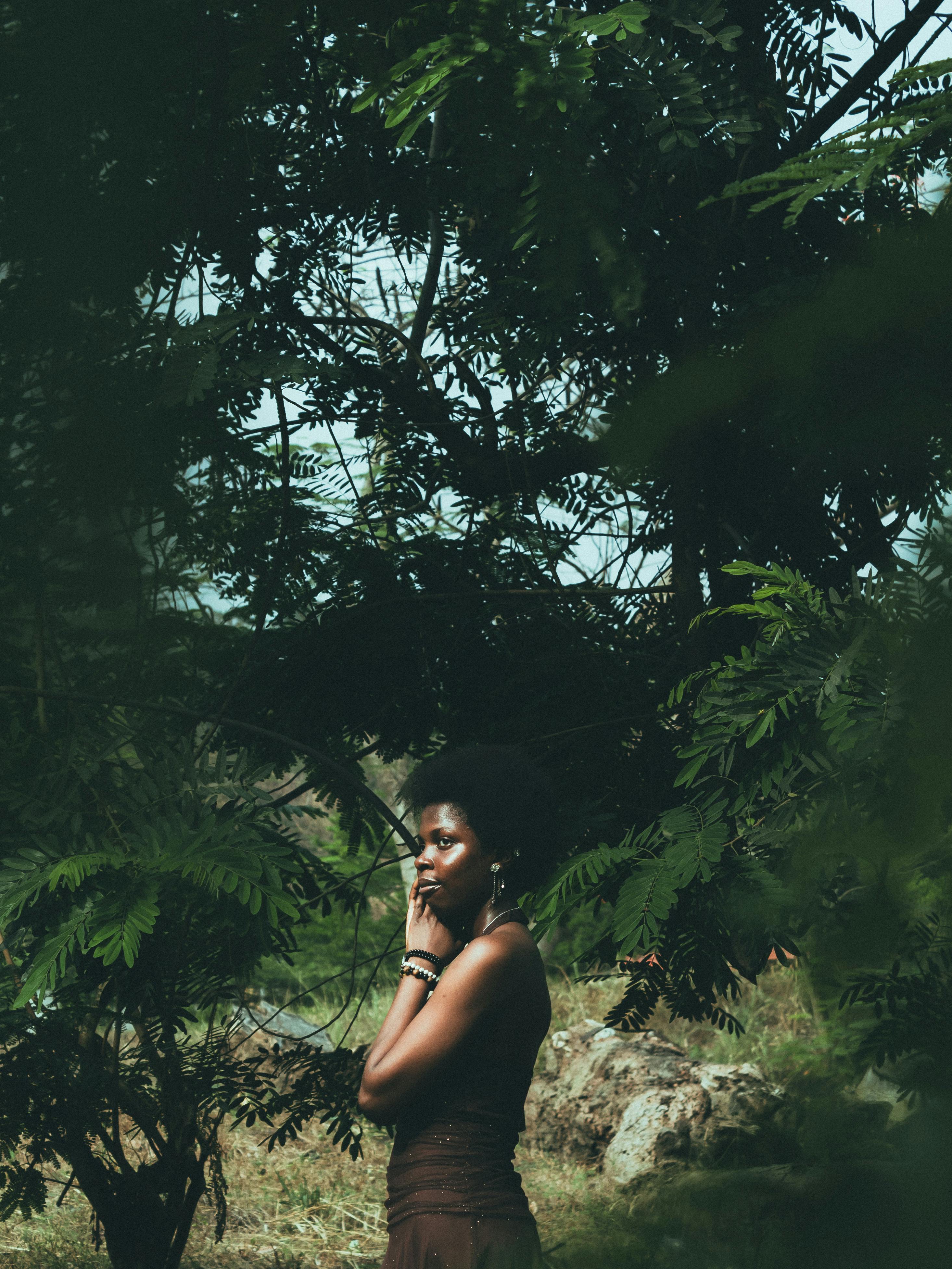 Woman Standing under Trees · Free Stock Photo