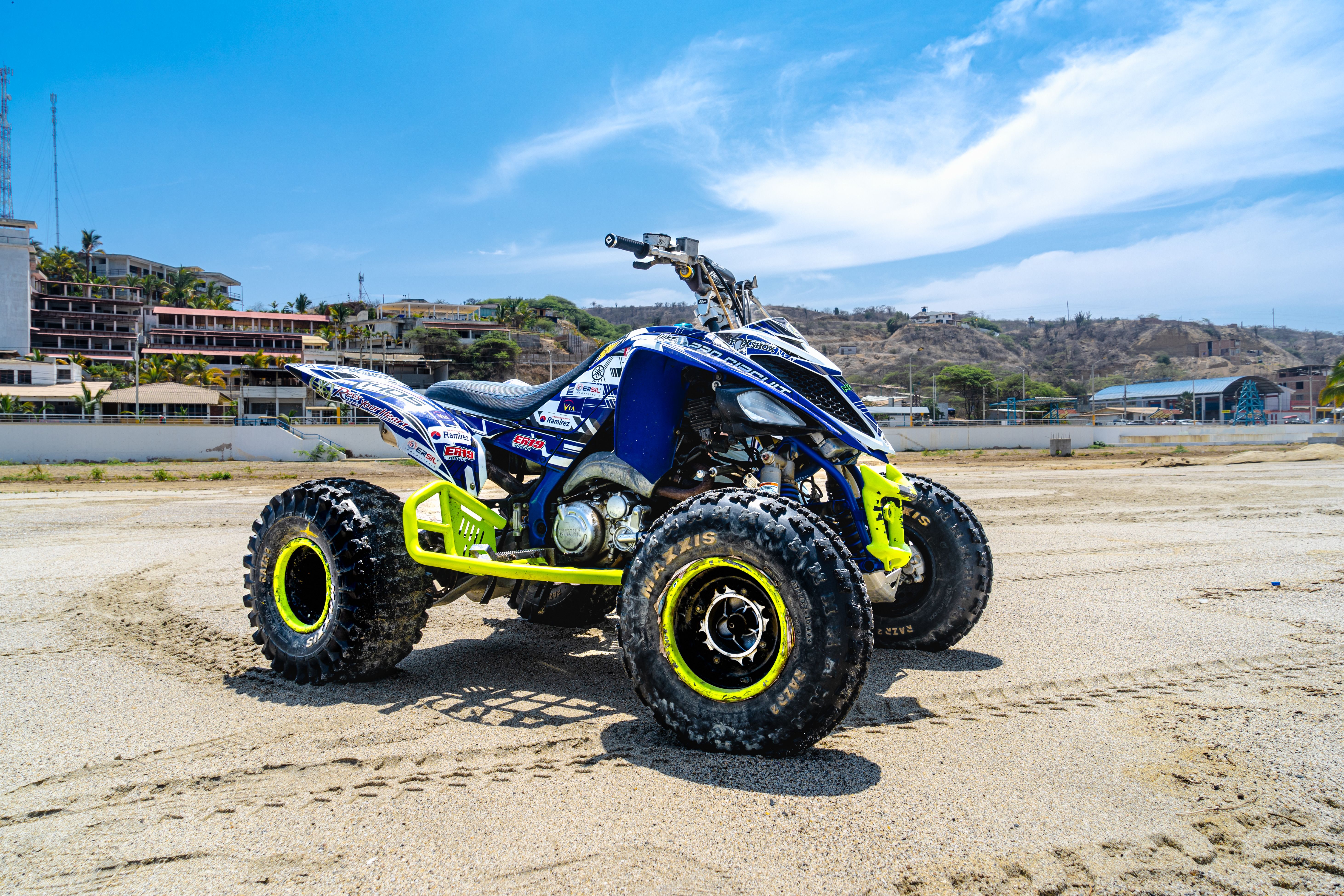 View of a Yamaha Raptor 700R Quad Bike Standing on a Beach · Free Stock ...
