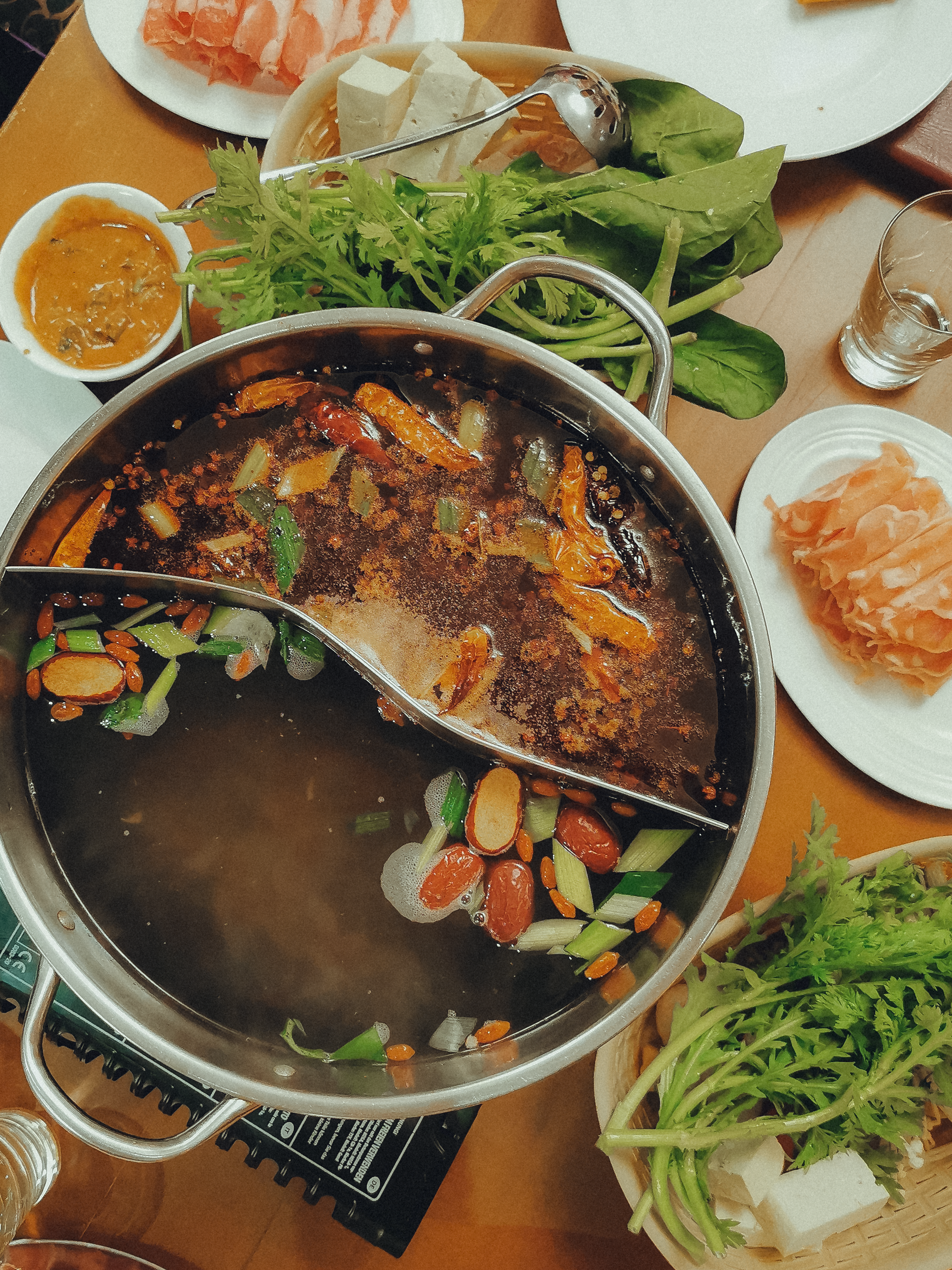 Top View of a Pot of Soup Standing on a Table · Free Stock Photo