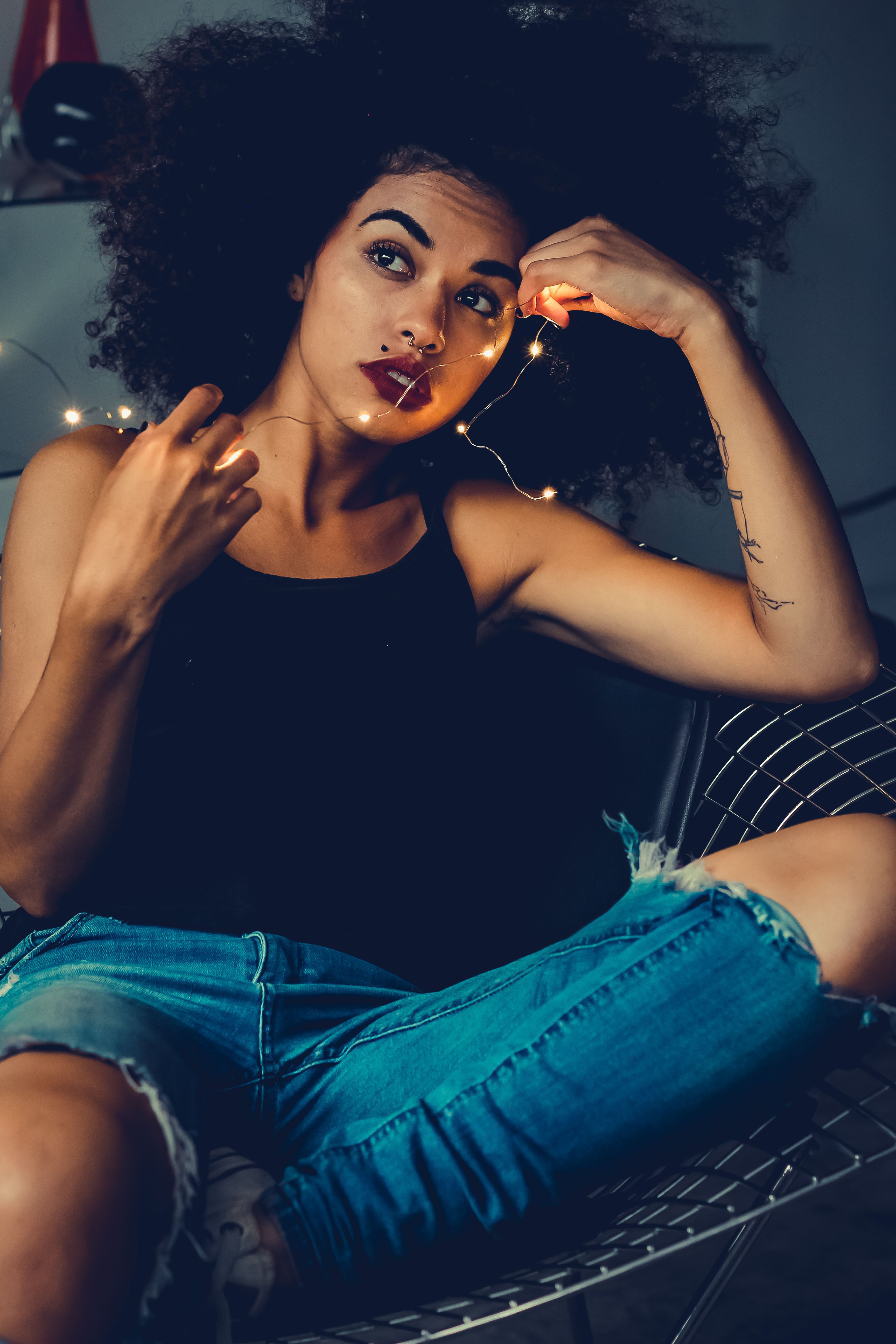 Woman Wearing Black Spaghetti Strap Top · Free Stock Photo