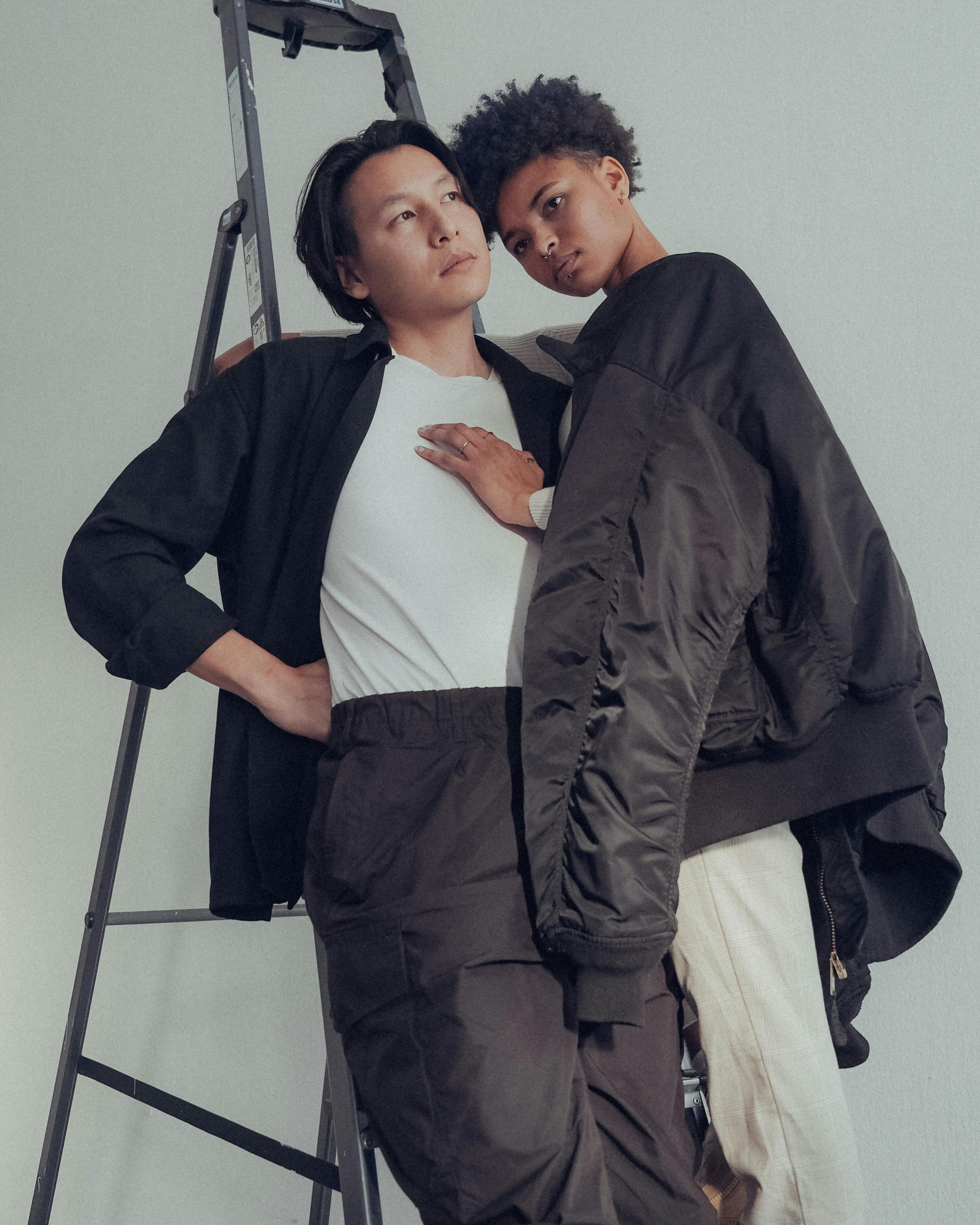 Couple Hugging on Ladder · Free Stock Photo