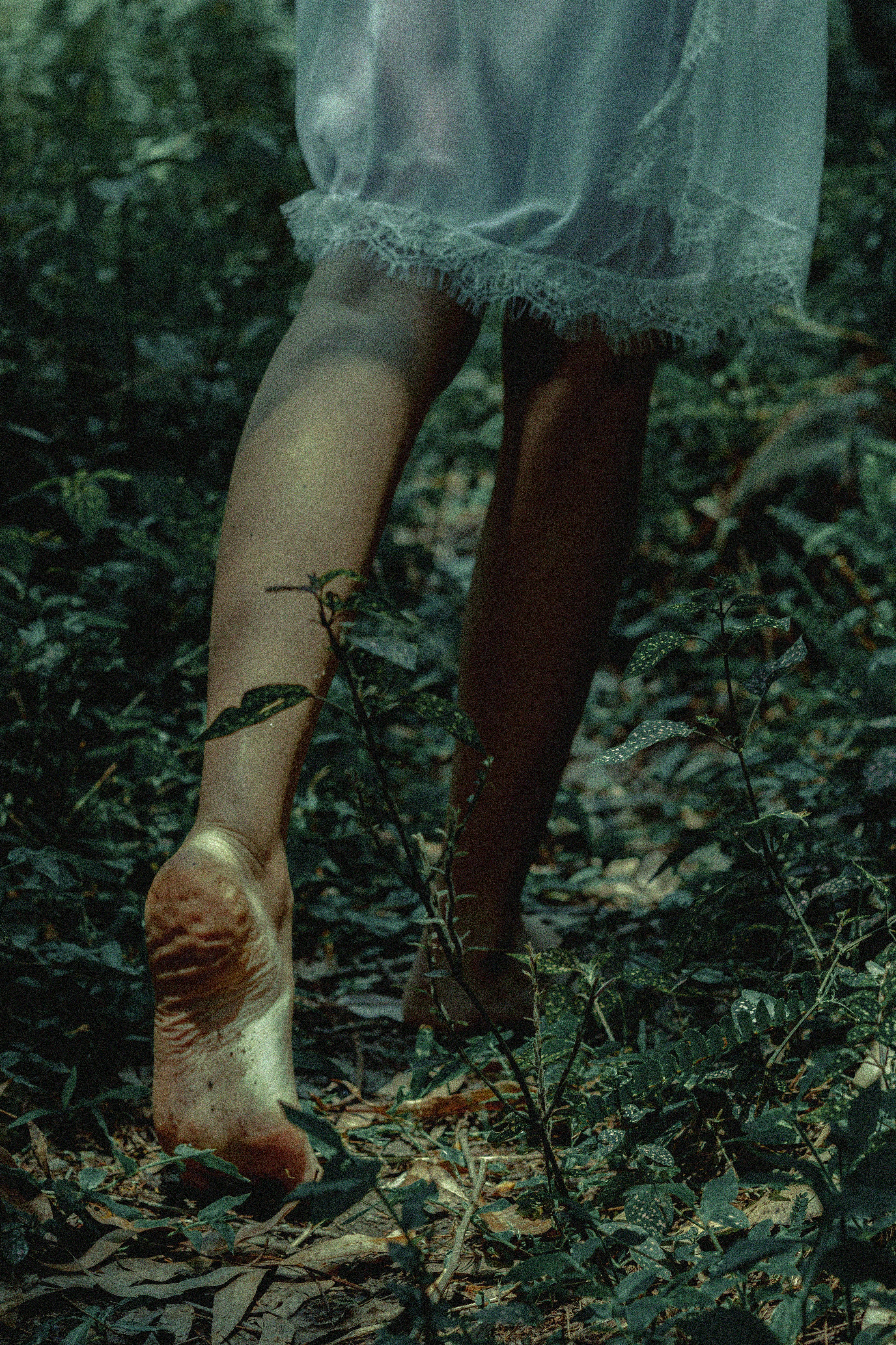 A woman's bare feet in the woods · Free Stock Photo