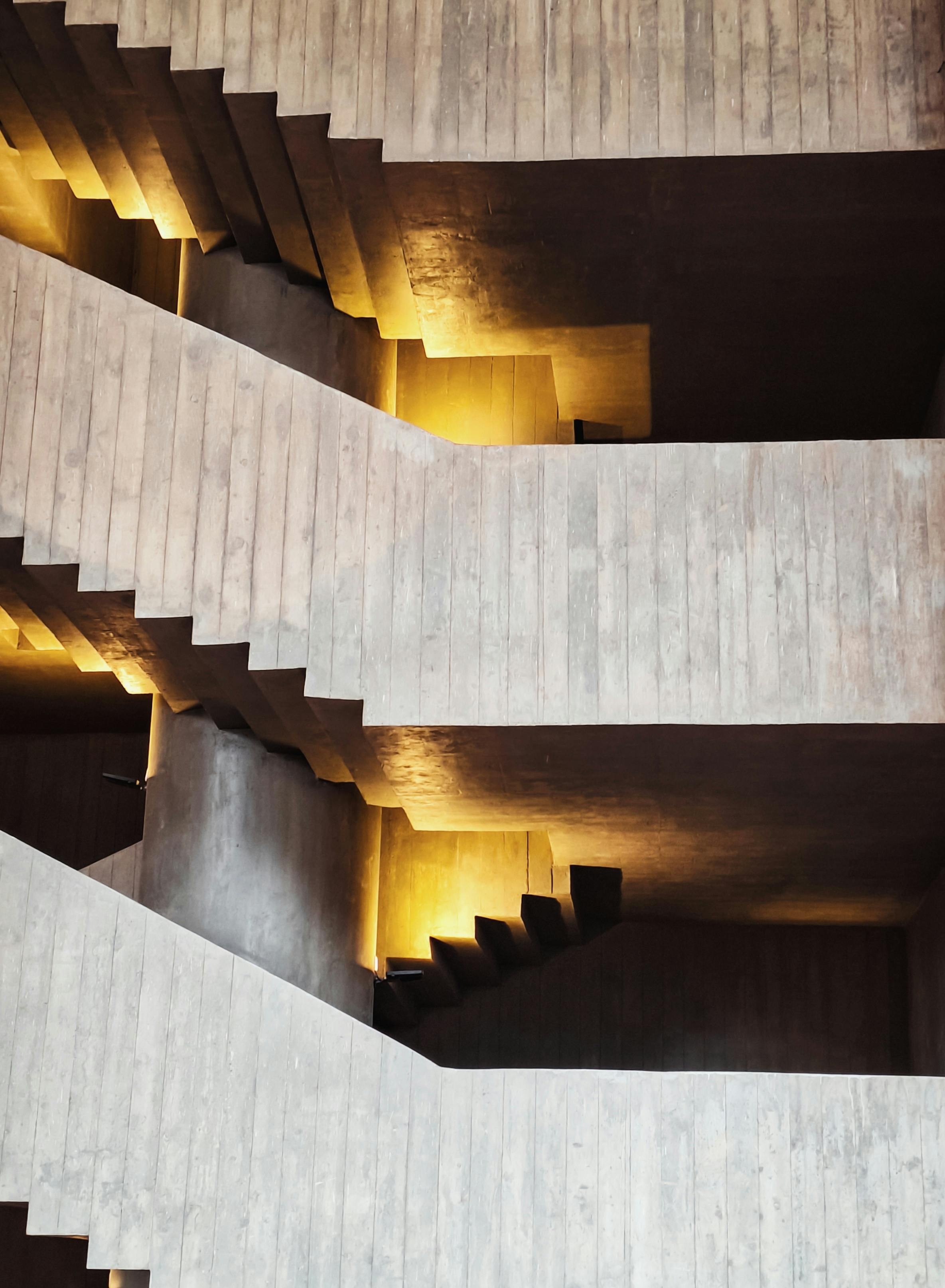 Illuminated Concrete Interior · Free Stock Photo