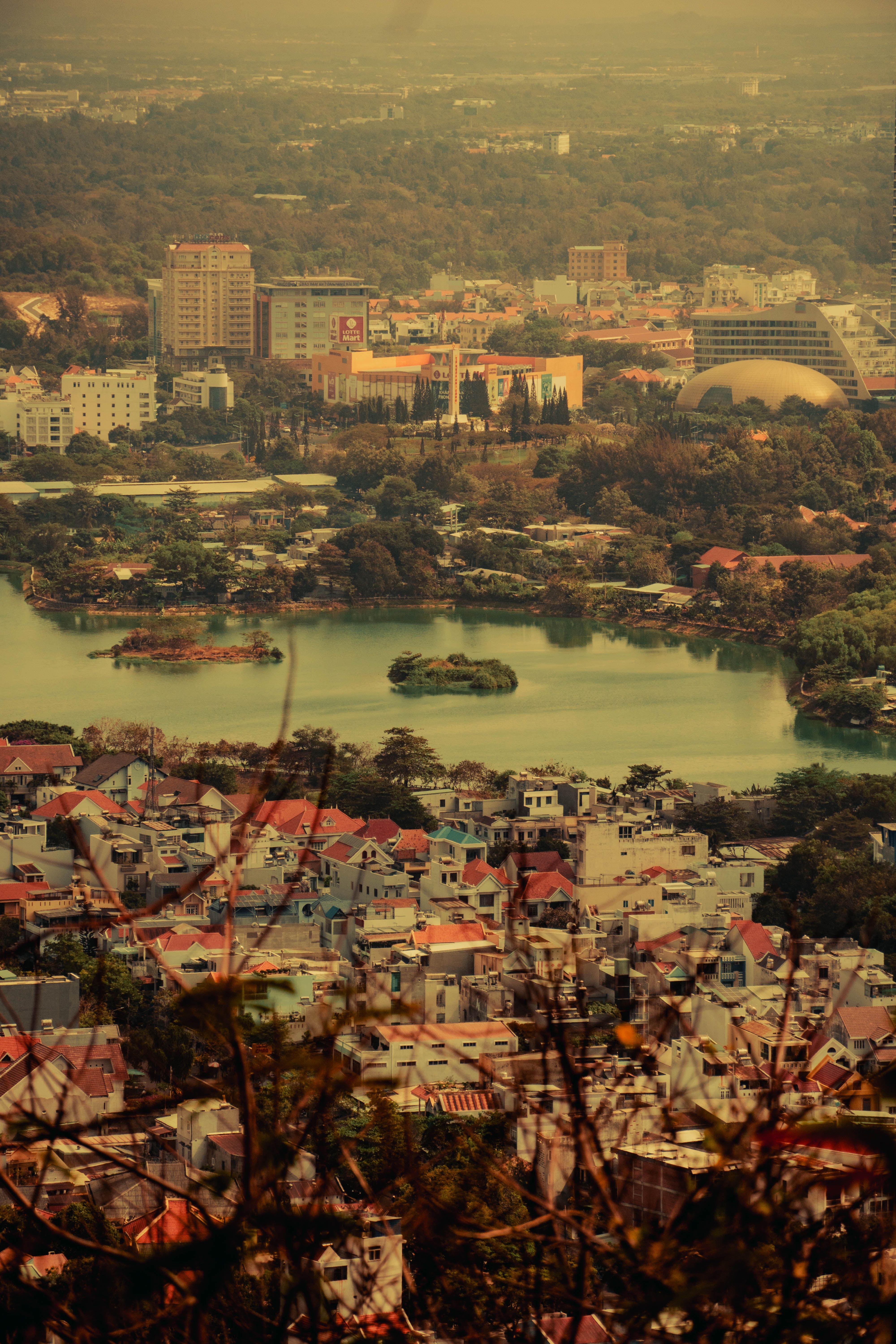 Birds Eye View of Town with River · Free Stock Photo