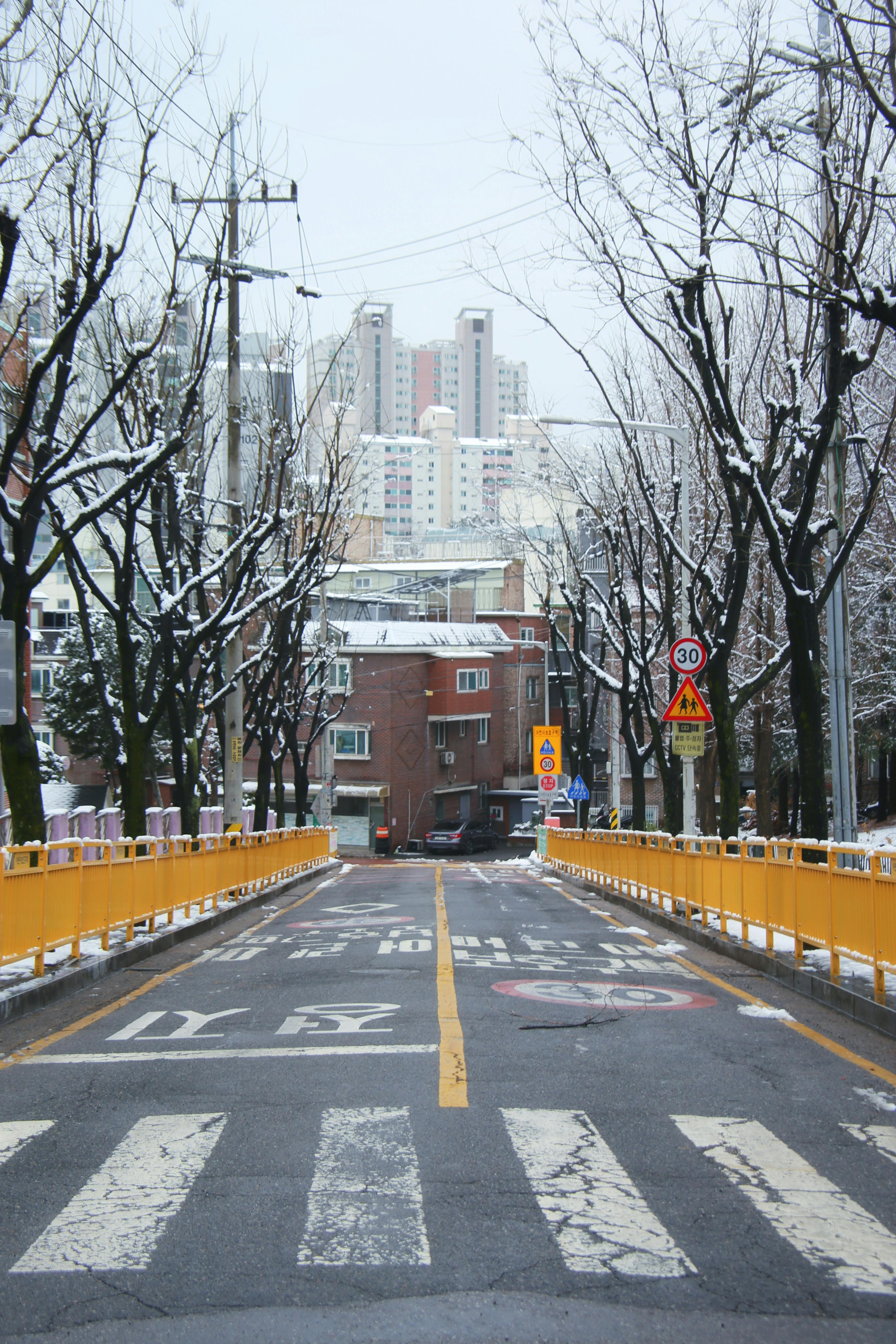 Empty Street in City in Winter · Free Stock Photo