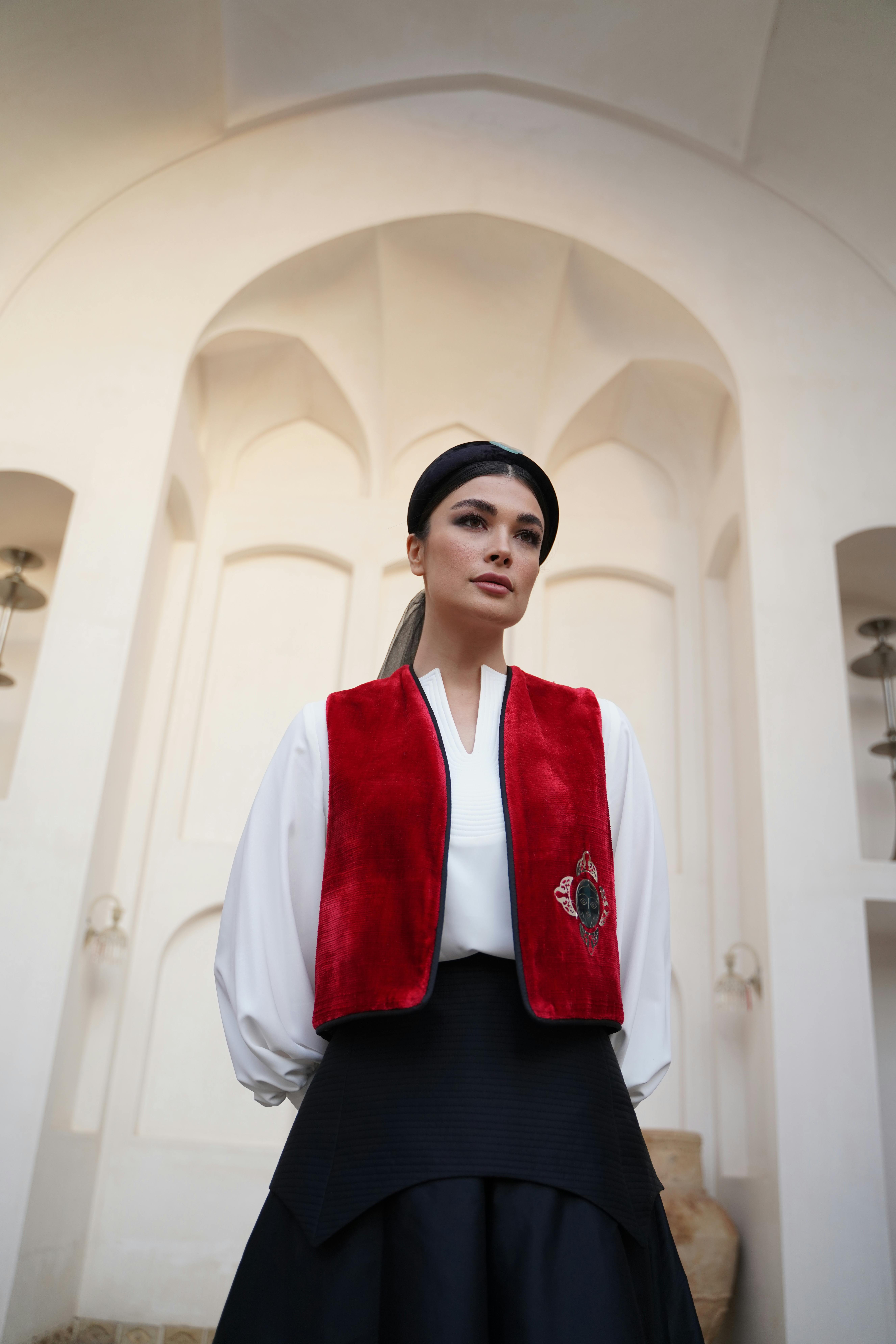 Woman in Traditional Red Vest and Dress · Free Stock Photo