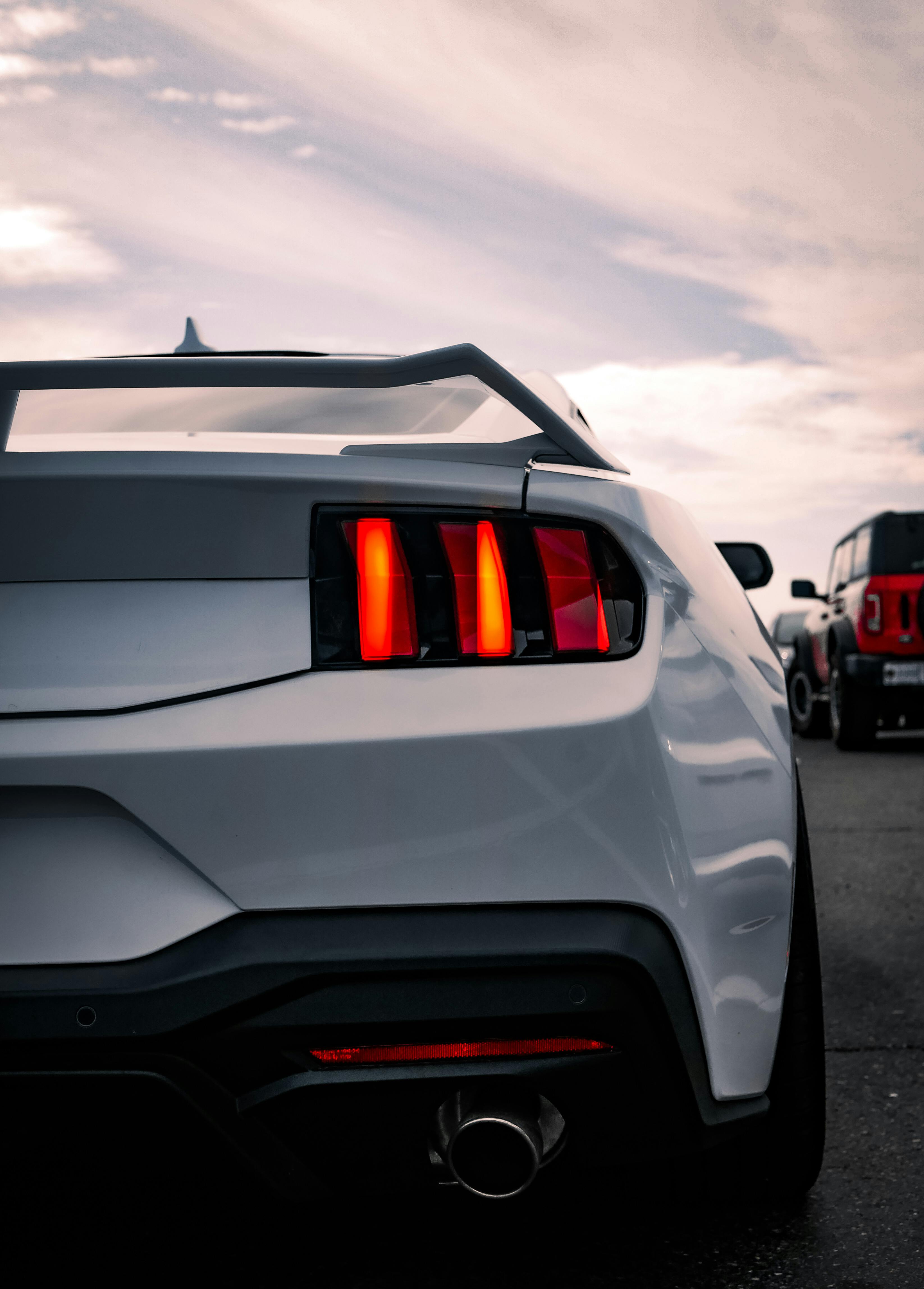 Back View of White Ford Mustang · Free Stock Photo
