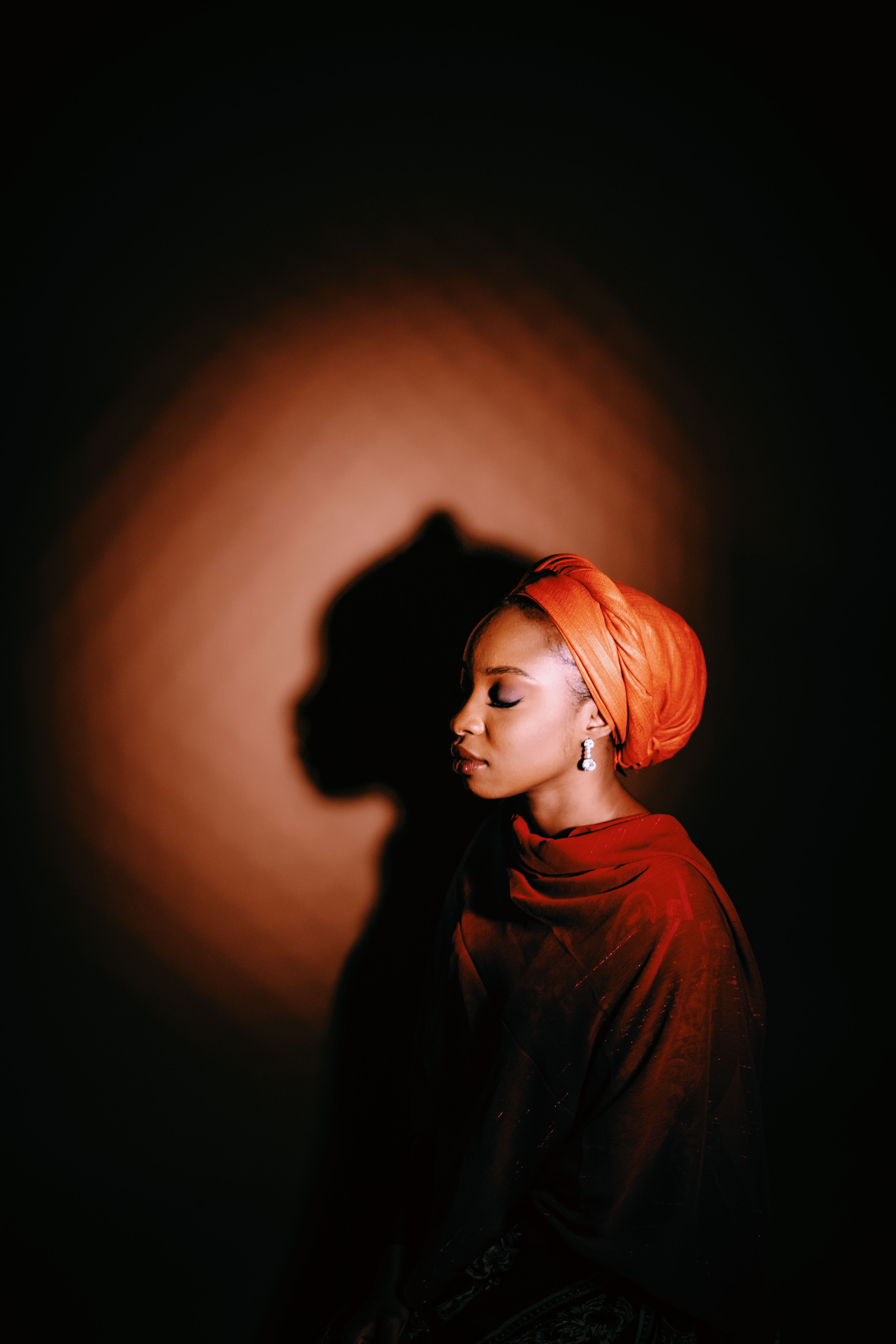 Portrait of Woman Wearing Turban in Shadow · Free Stock Photo